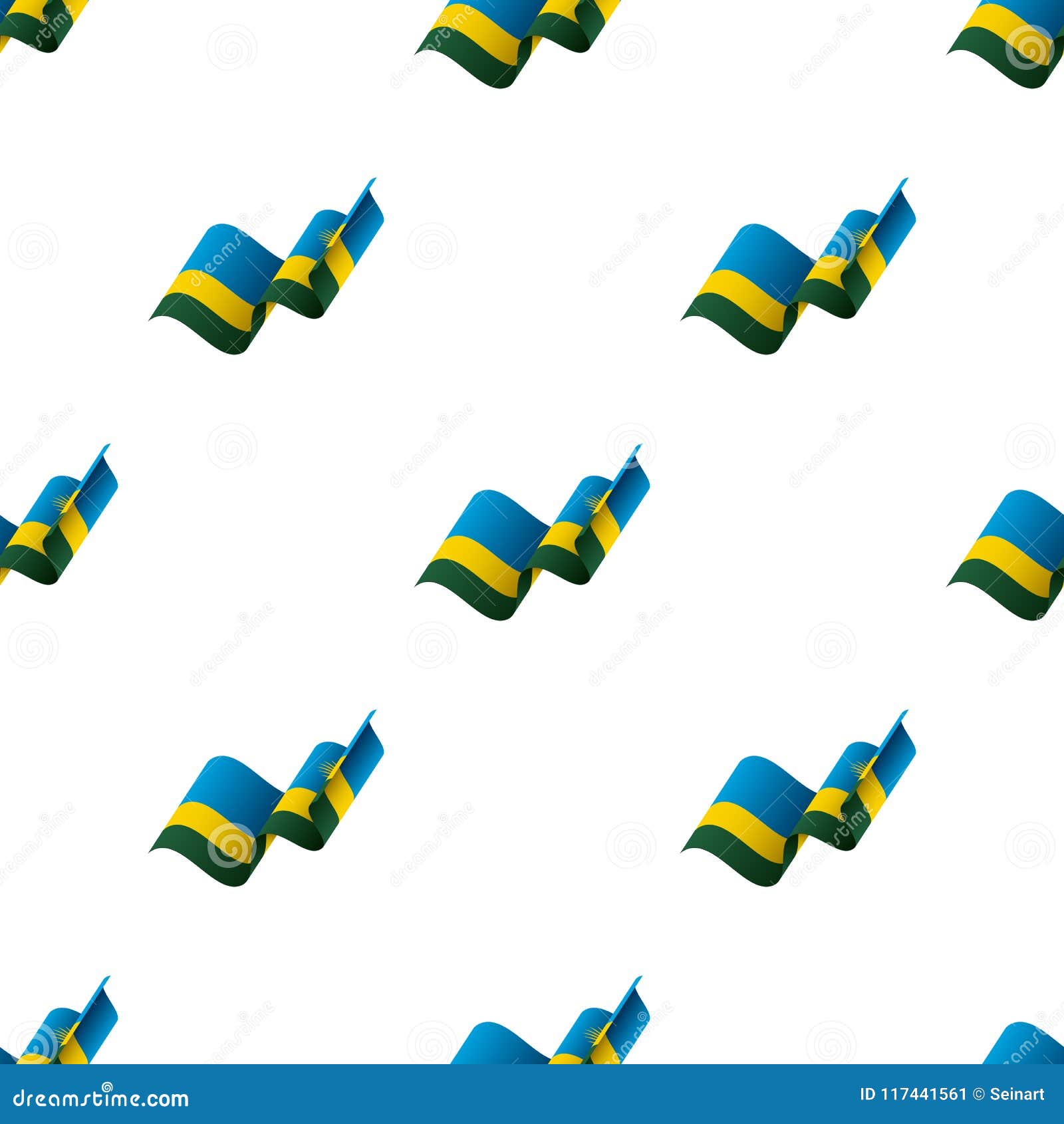 Seamless Pattern with Waving Flag. Rwanda Flag. Vector Illustration ...