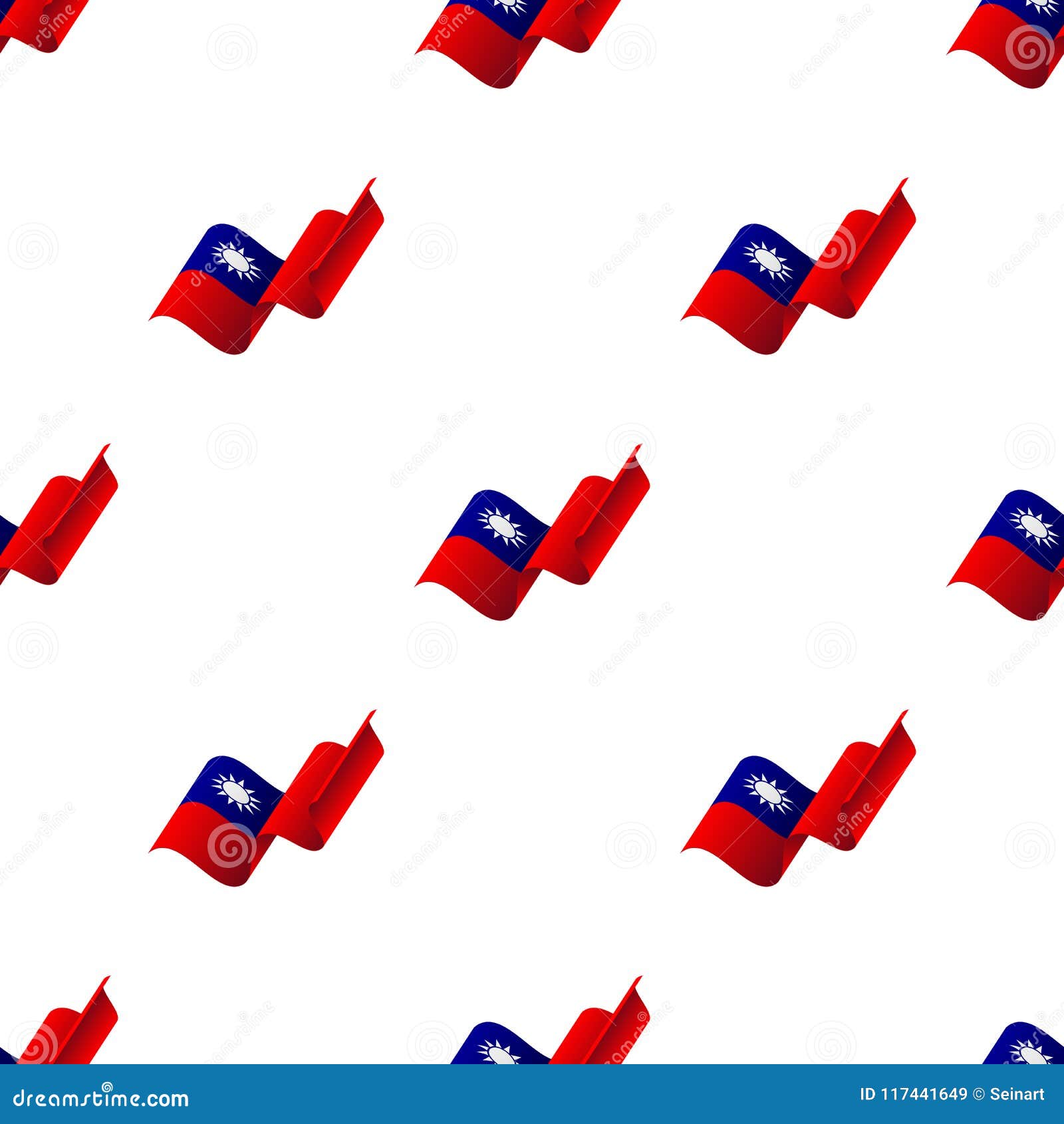 Seamless Pattern with Waving Flag. Taiwan Flag. Vector Illustration ...