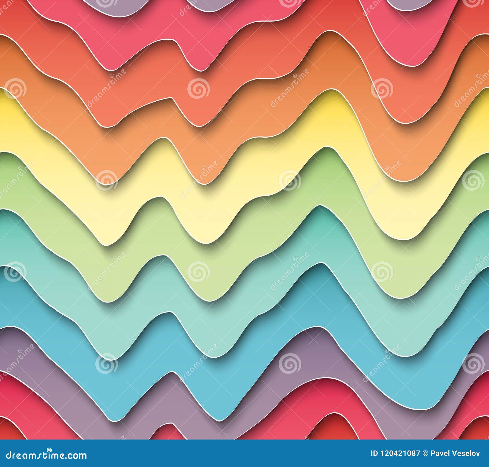 Seamless Pattern of Wavy Colored Paper Stock Vector - Illustration of ...