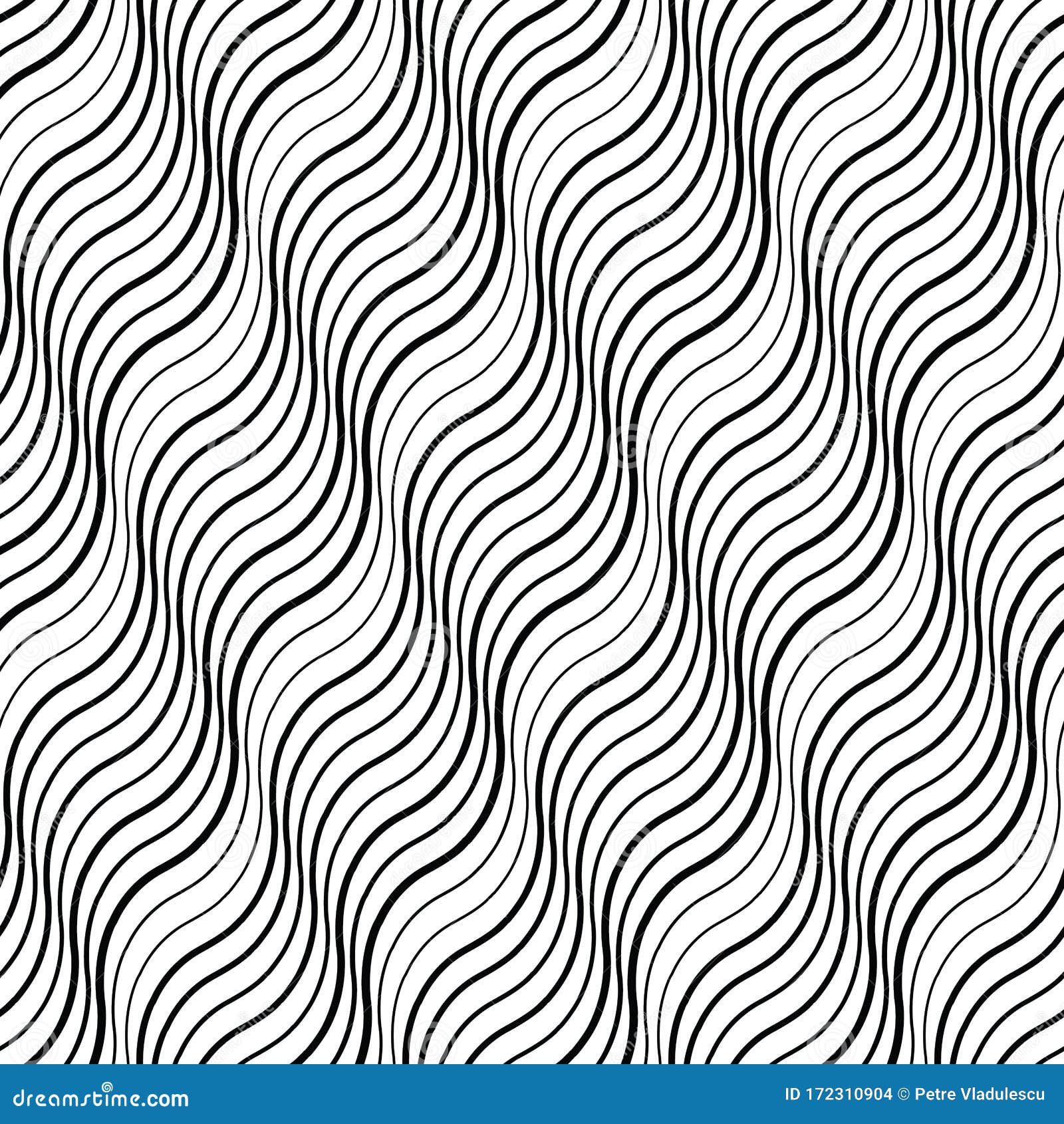 Seamless Pattern with Wavy Lines of Random Thickness, Modern Stylish ...