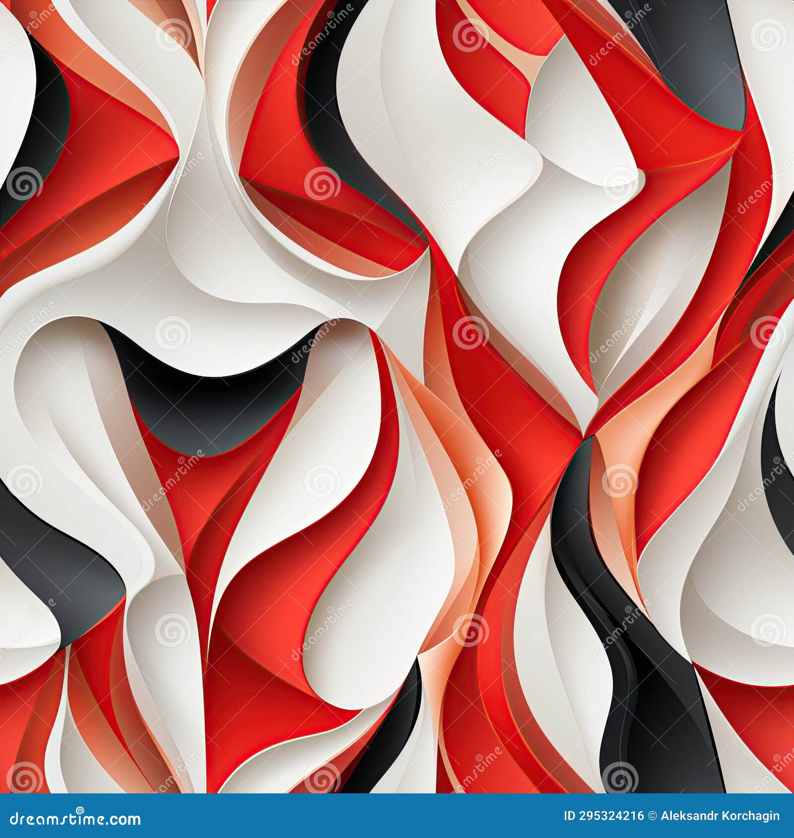 Seamless Pattern with Wavy Texture on Red White Background. Ornament ...