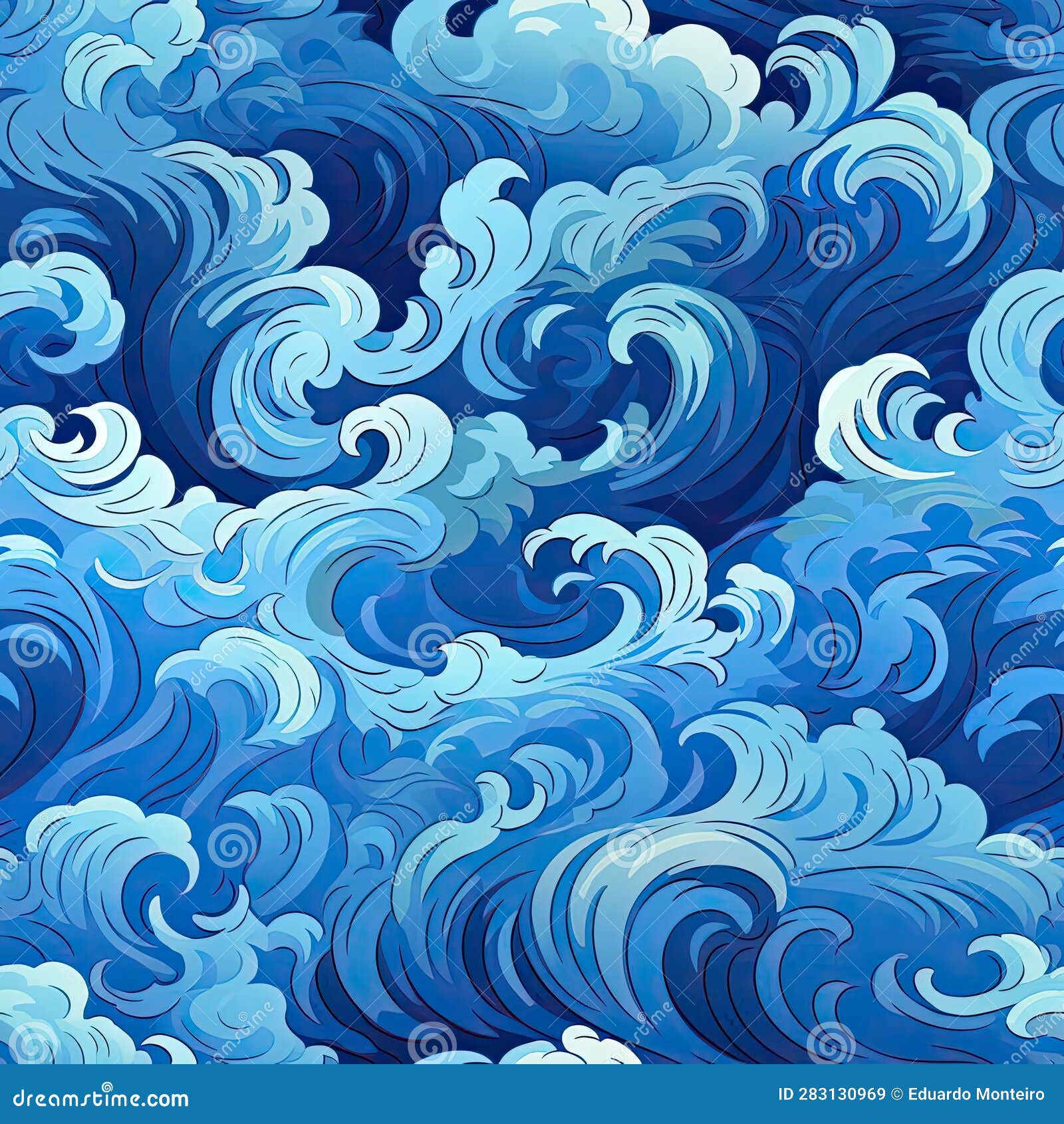 Seamless Pattern of Wavy Waves with Seawater and Atmospheric Clouds ...