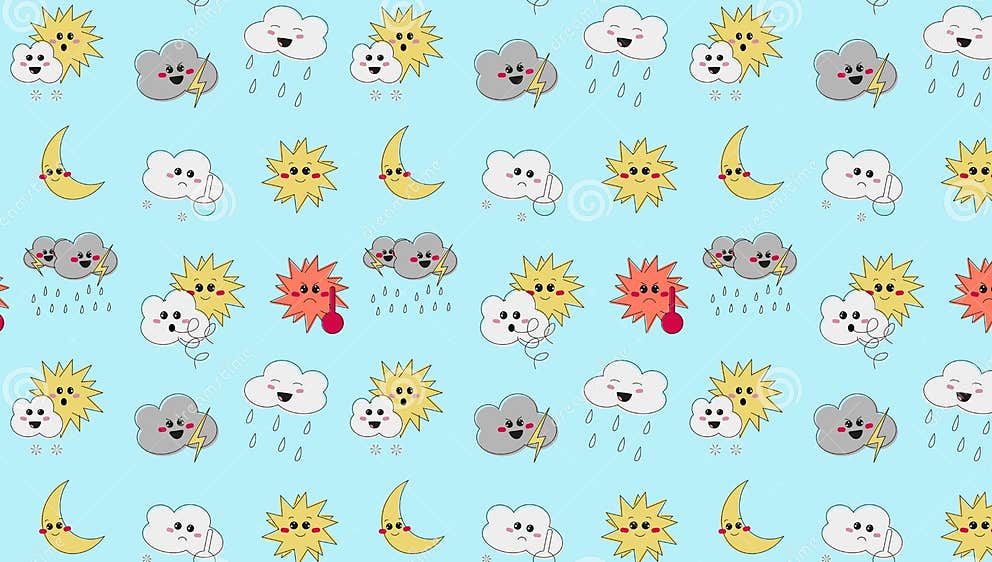 Seamless Pattern with Weather Conditions Stock Illustration ...