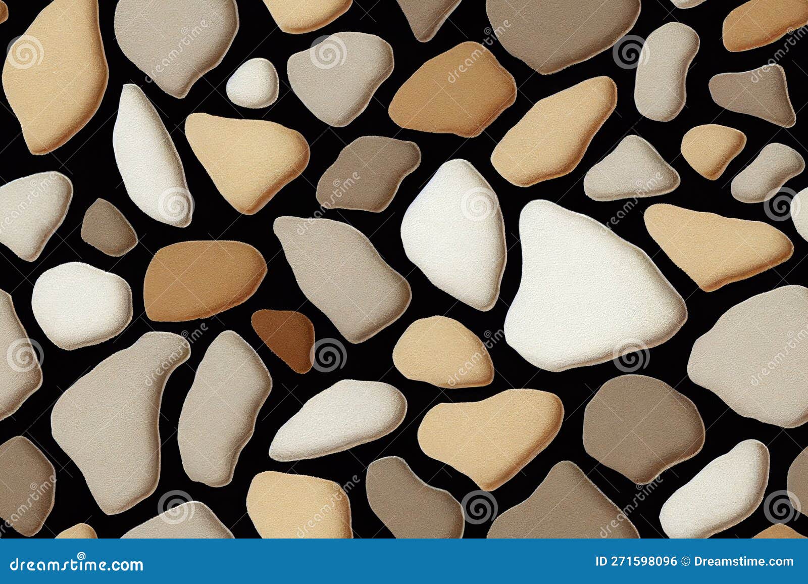 Seamless Pattern on Weathered, Aged Rocks, Pebbles and Stone Bricks. 3d ...