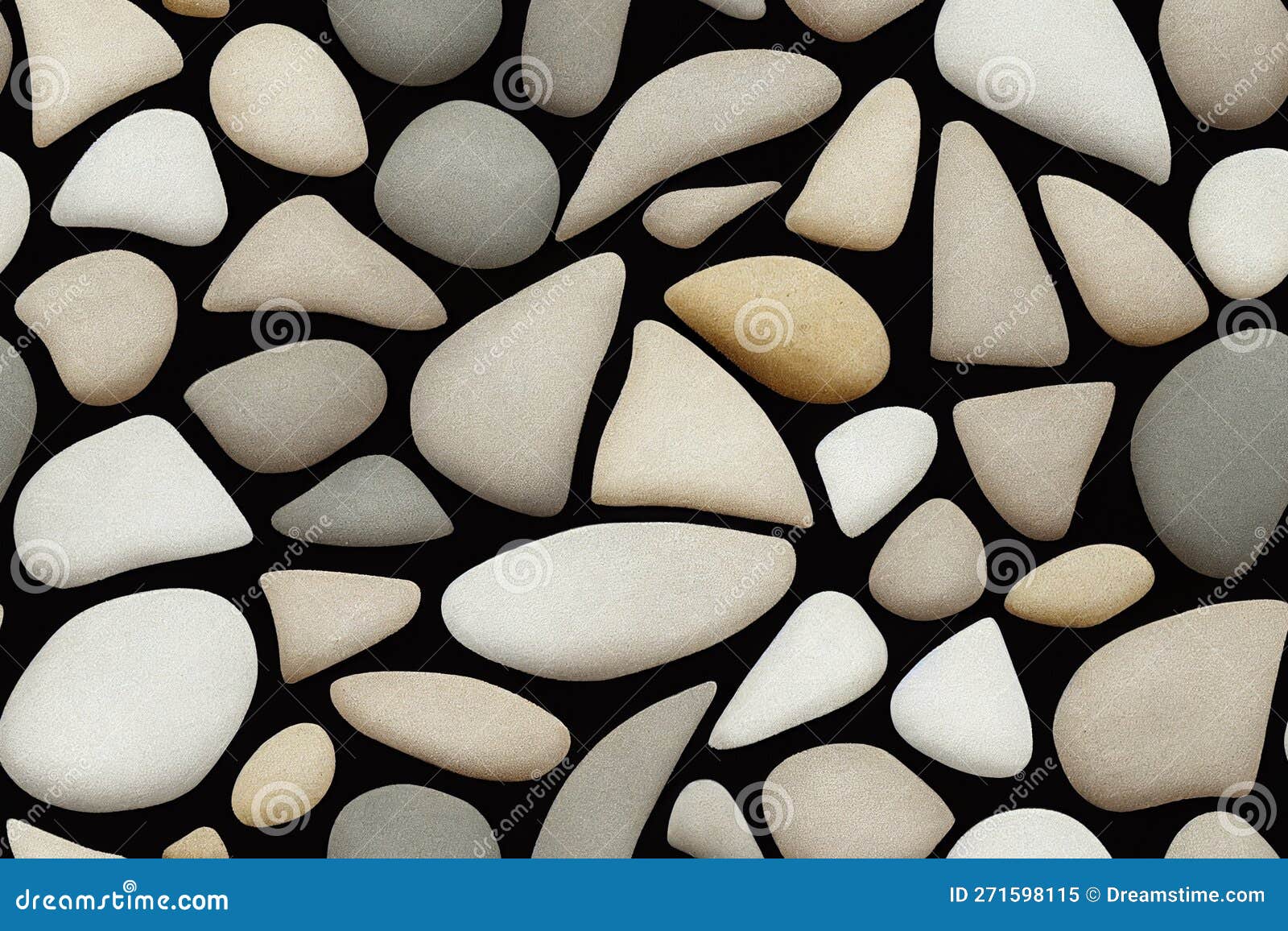Seamless Pattern on Weathered, Aged Rocks, Pebbles and Stone Bricks. 3d ...