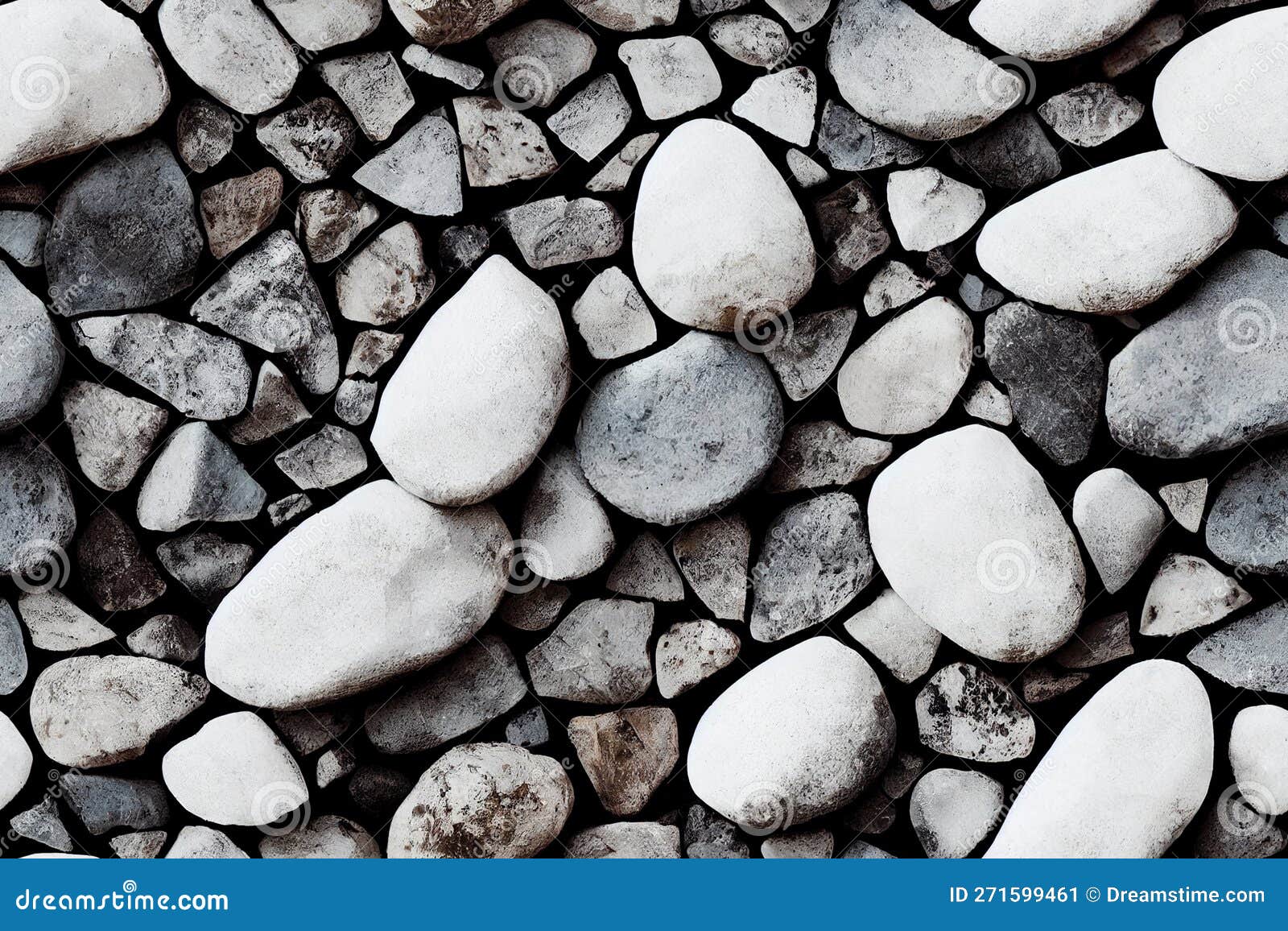 Seamless Pattern on Weathered, Aged Rocks, Pebbles and Stone Bricks. 3d ...