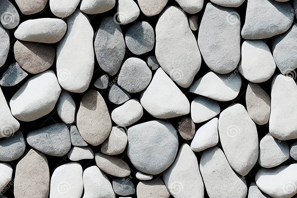 Seamless Pattern on Weathered, Aged Rocks, Pebbles and Stone Bricks. 3d ...
