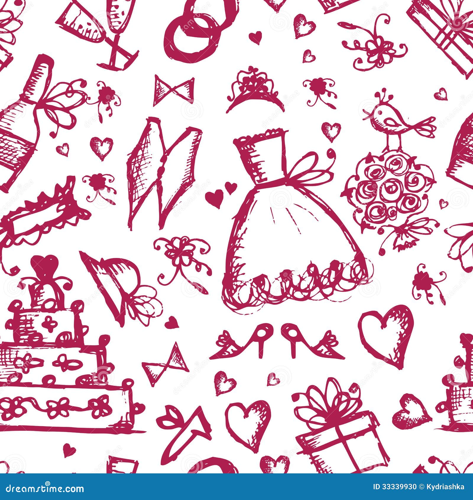 Seamless Pattern with Wedding Design Elements Stock Vector ...