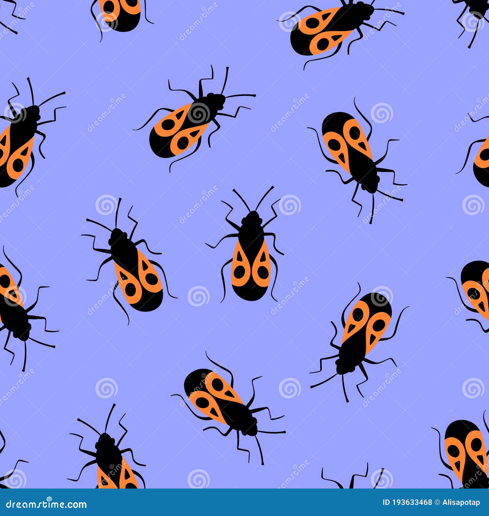 Seamless Pattern with Weevil on Blue Background Stock Vector ...