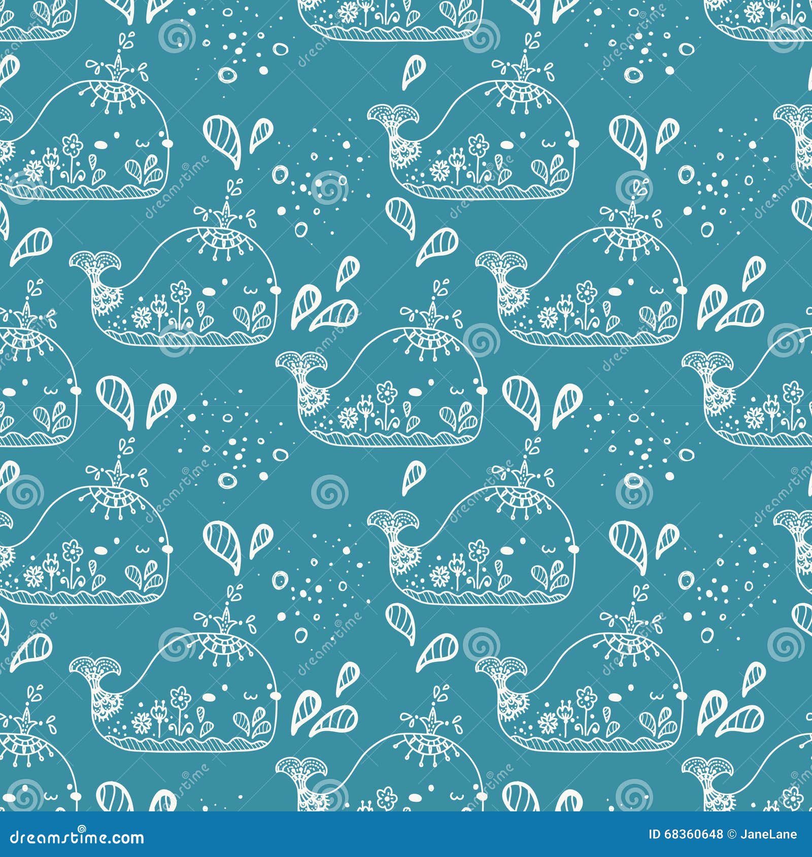 Seamless Pattern with Whale Stock Illustration - Illustration of lovely ...