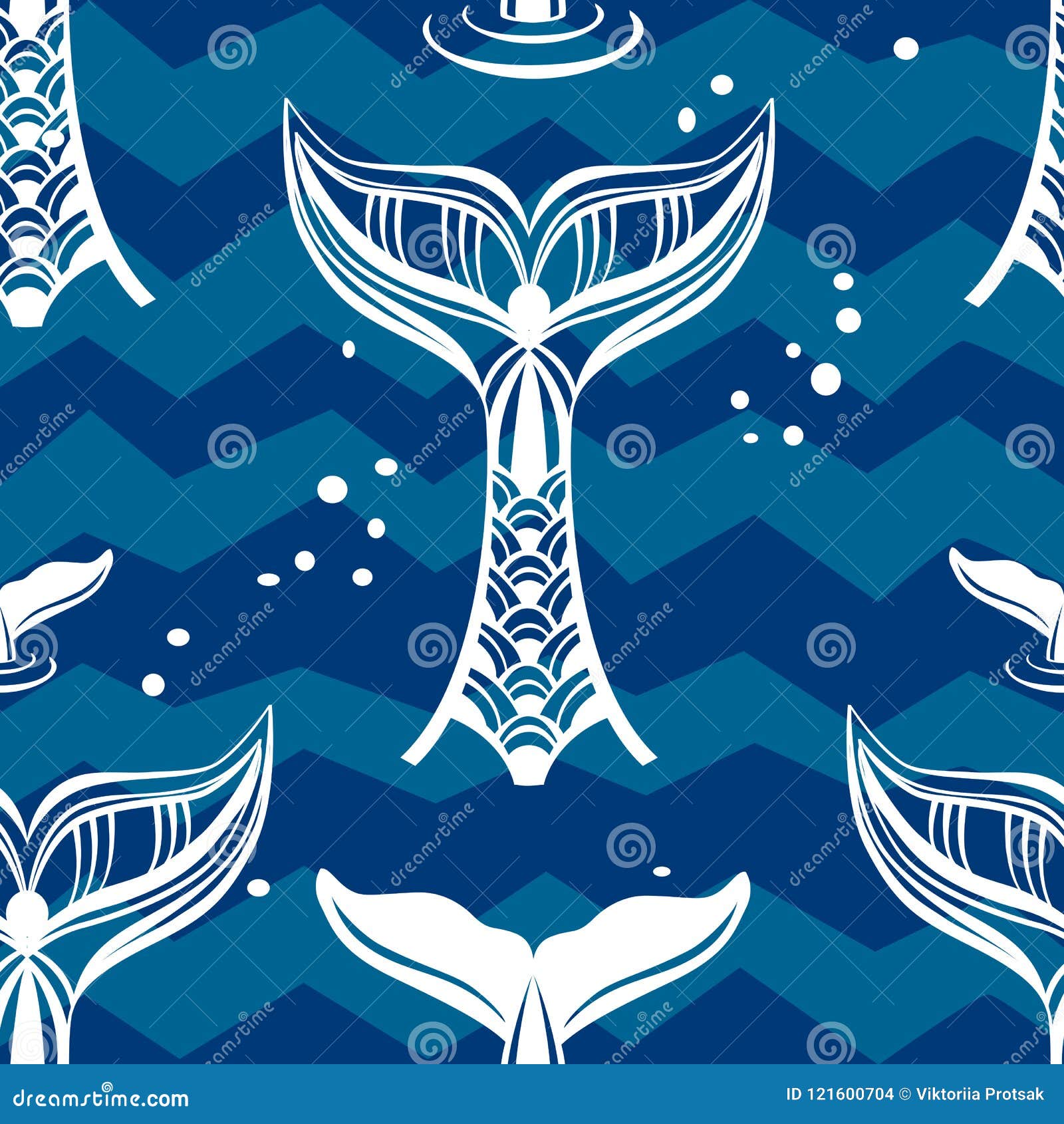 Seamless Pattern with Whales Tail Stock Vector - Illustration of flat ...