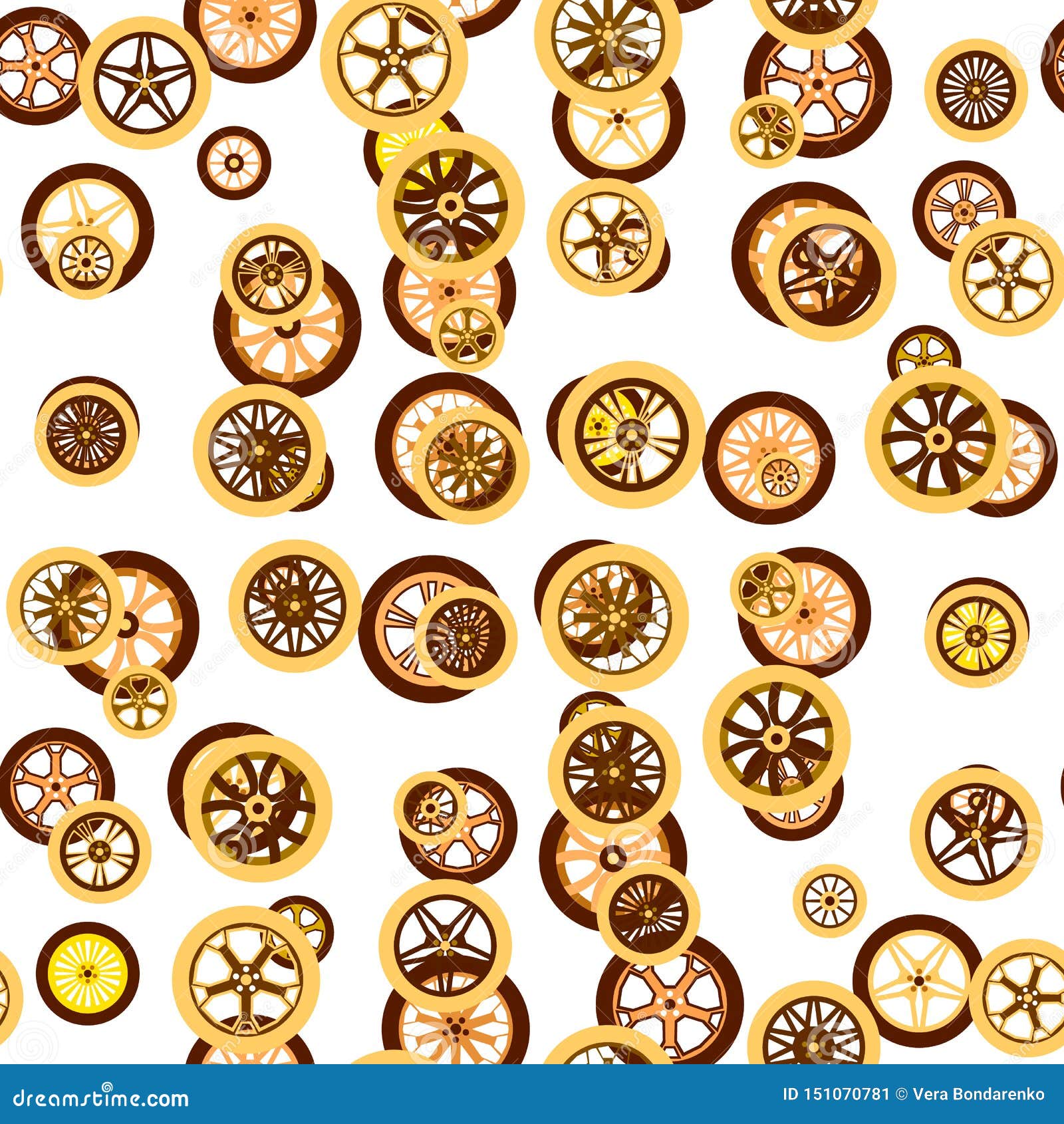 Seamless Pattern with Wheels of Different Sizes Stock Vector ...