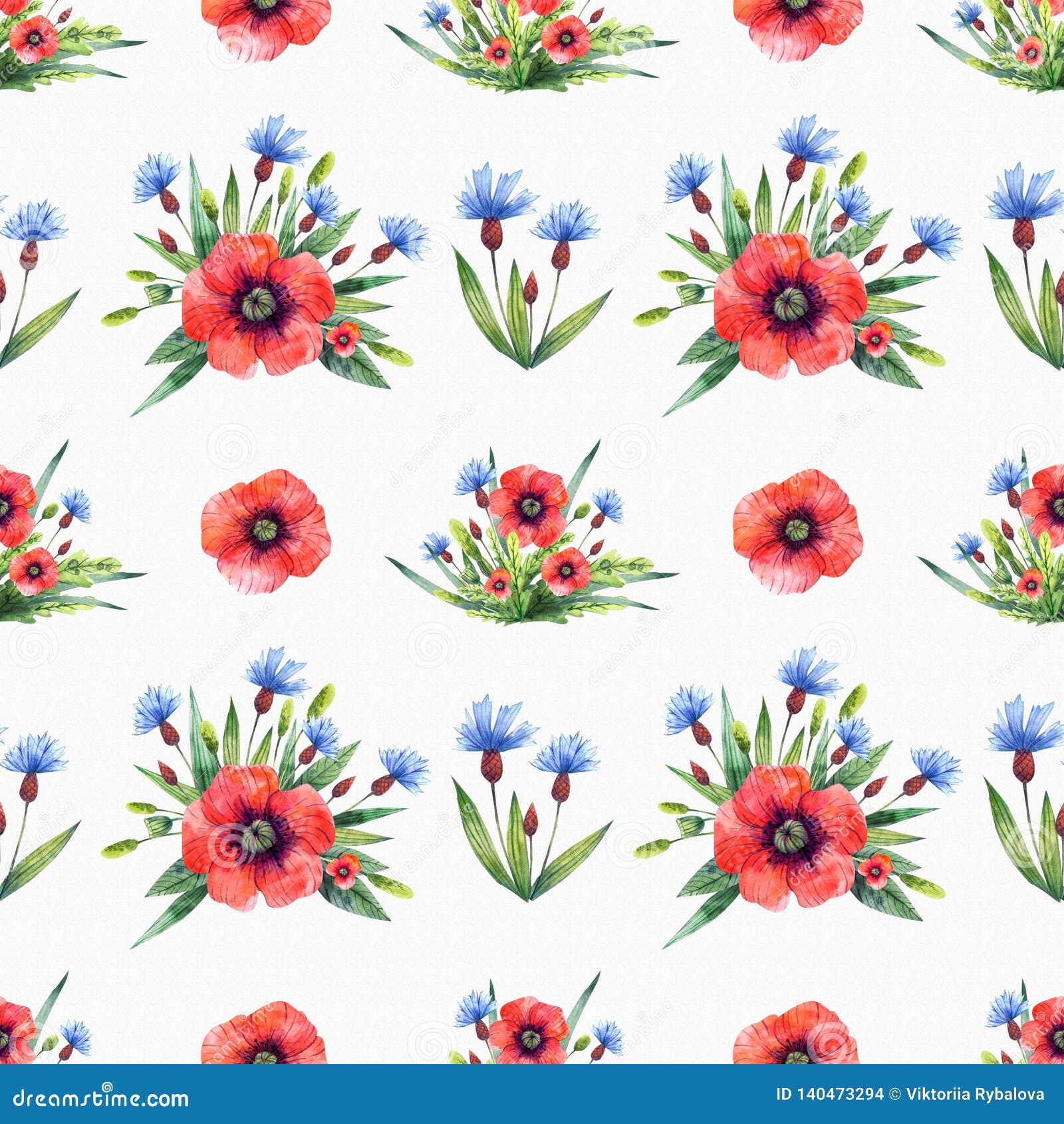 Seamless Pattern Whit Wild Flowers Stock Illustration - Illustration of ...