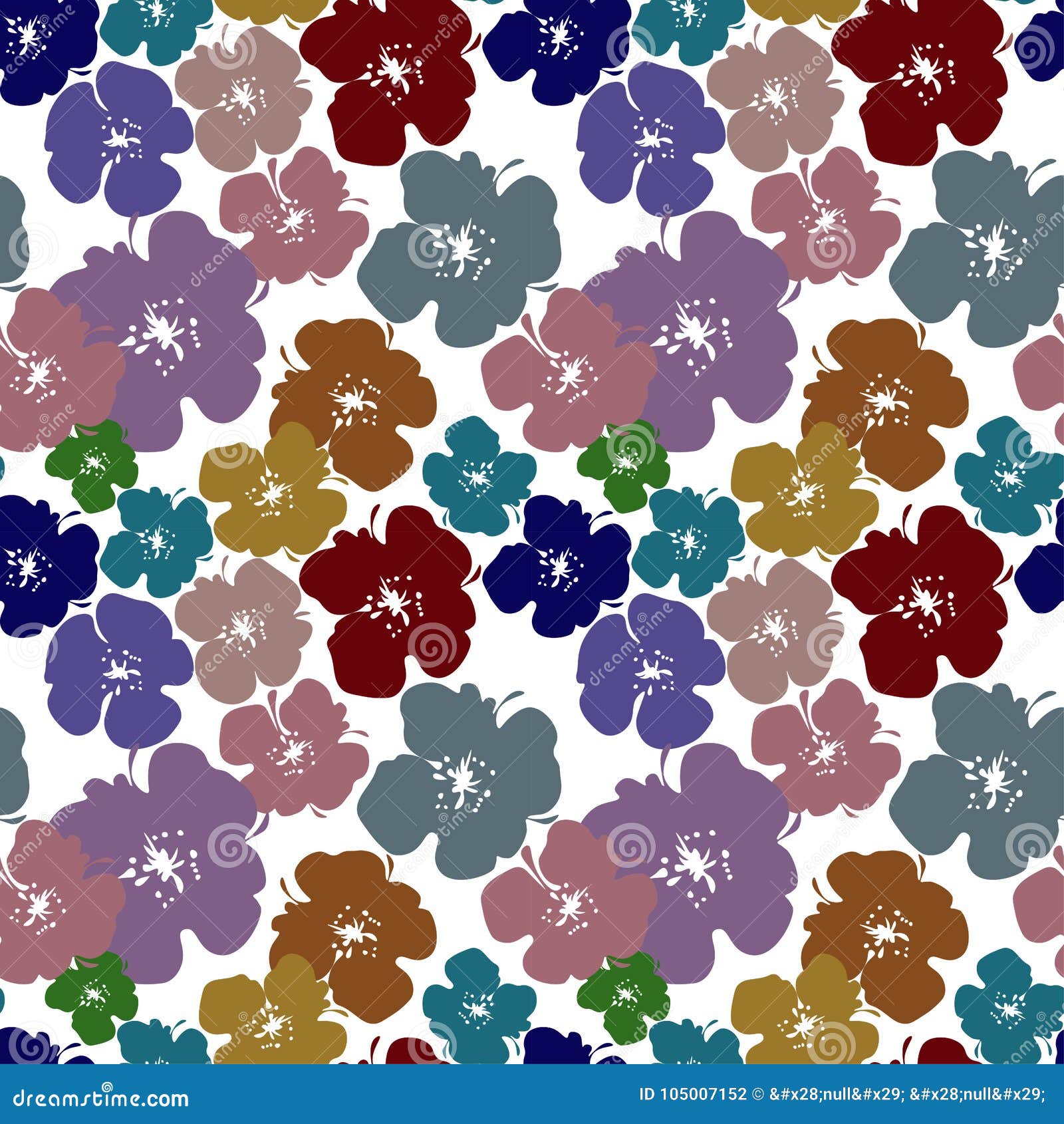 Seamless Pattern with Bright Flowers on a White Background Stock Vector ...
