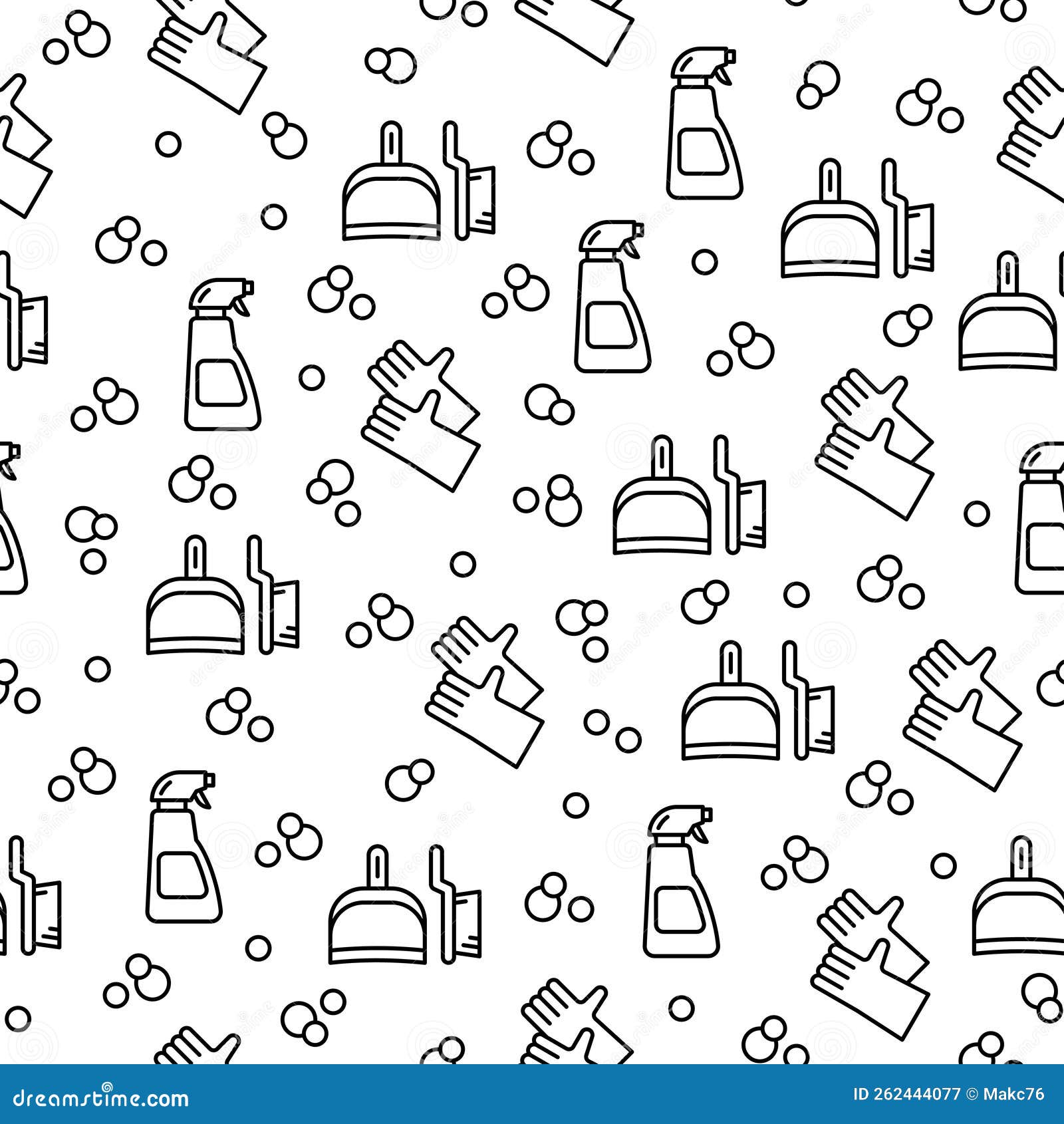 Seamless Pattern on White Background with Cleaning Tools. Cleaning ...