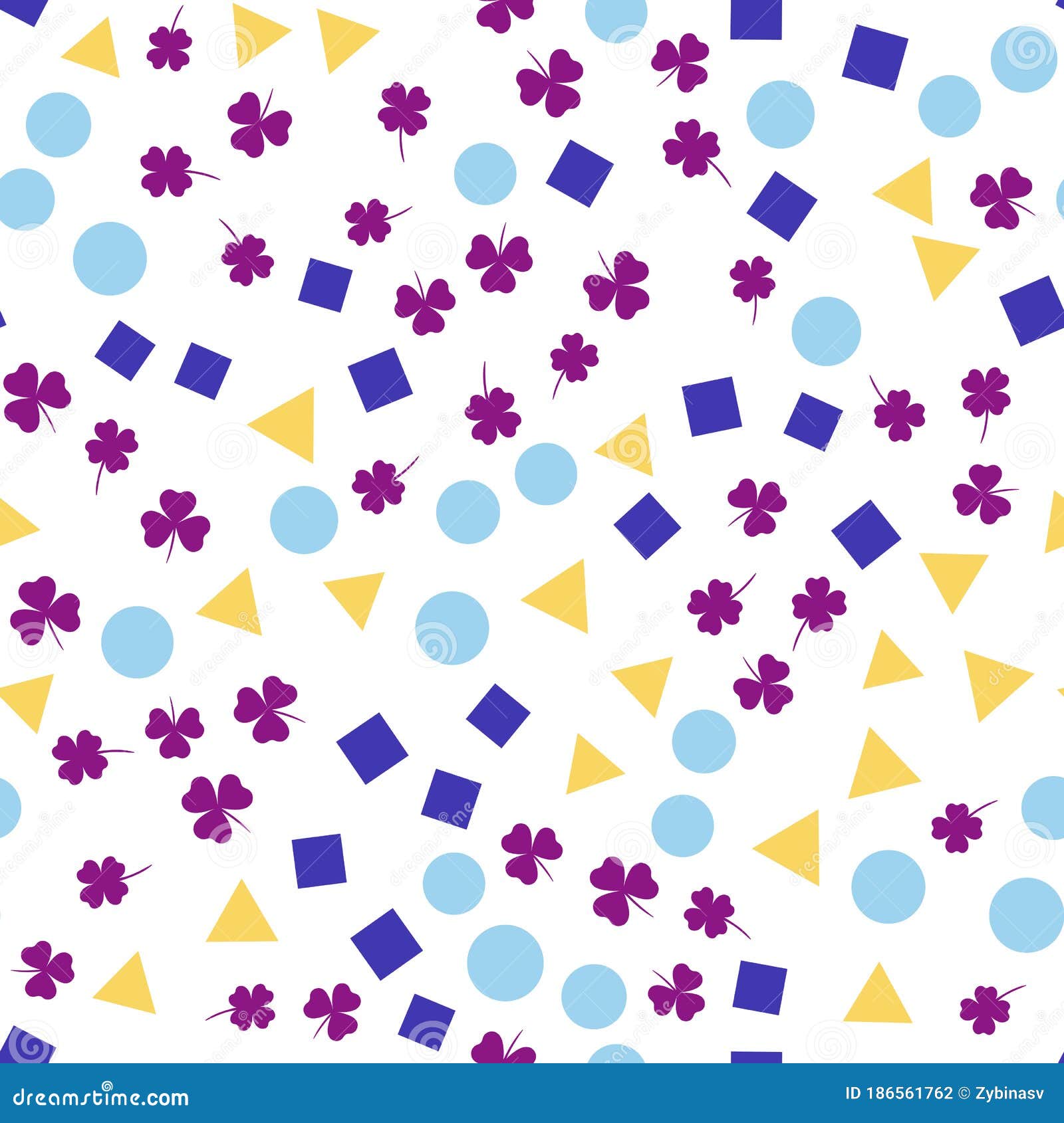 Seamless Pattern on a White Background. Clover and Geometric Shapes ...