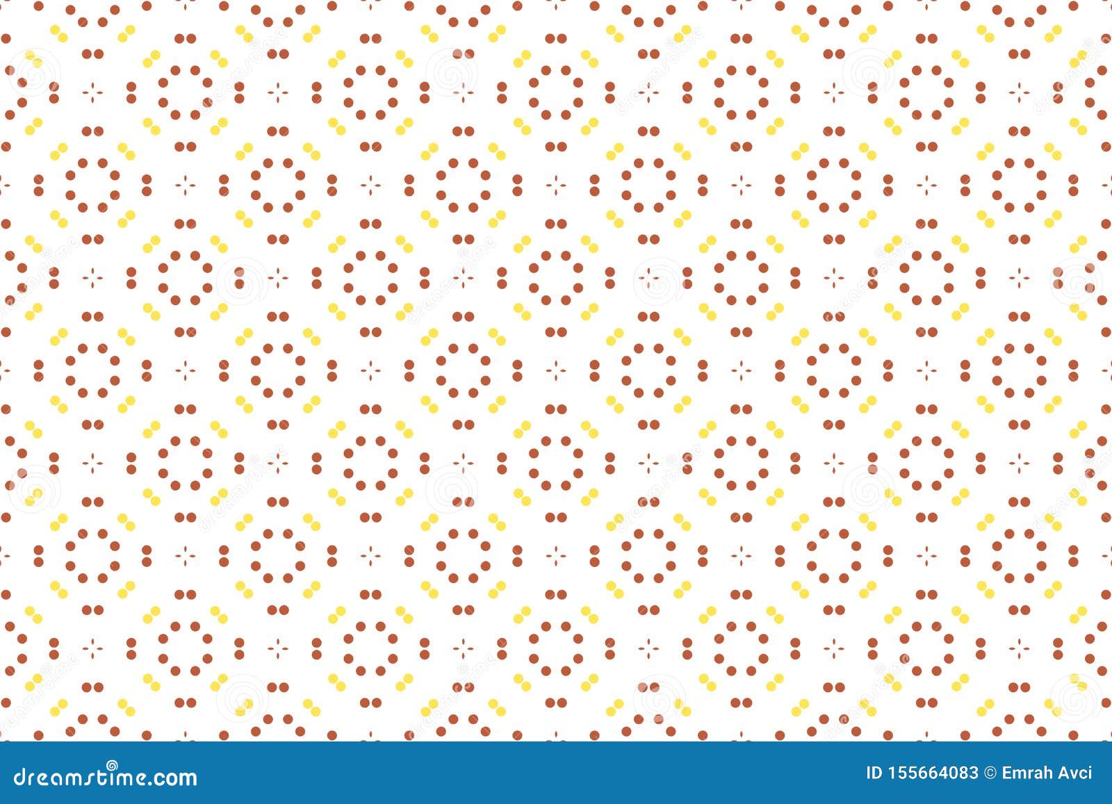 Seamless Pattern. White Background, Four Rayed Stars and Dots in Yellow ...