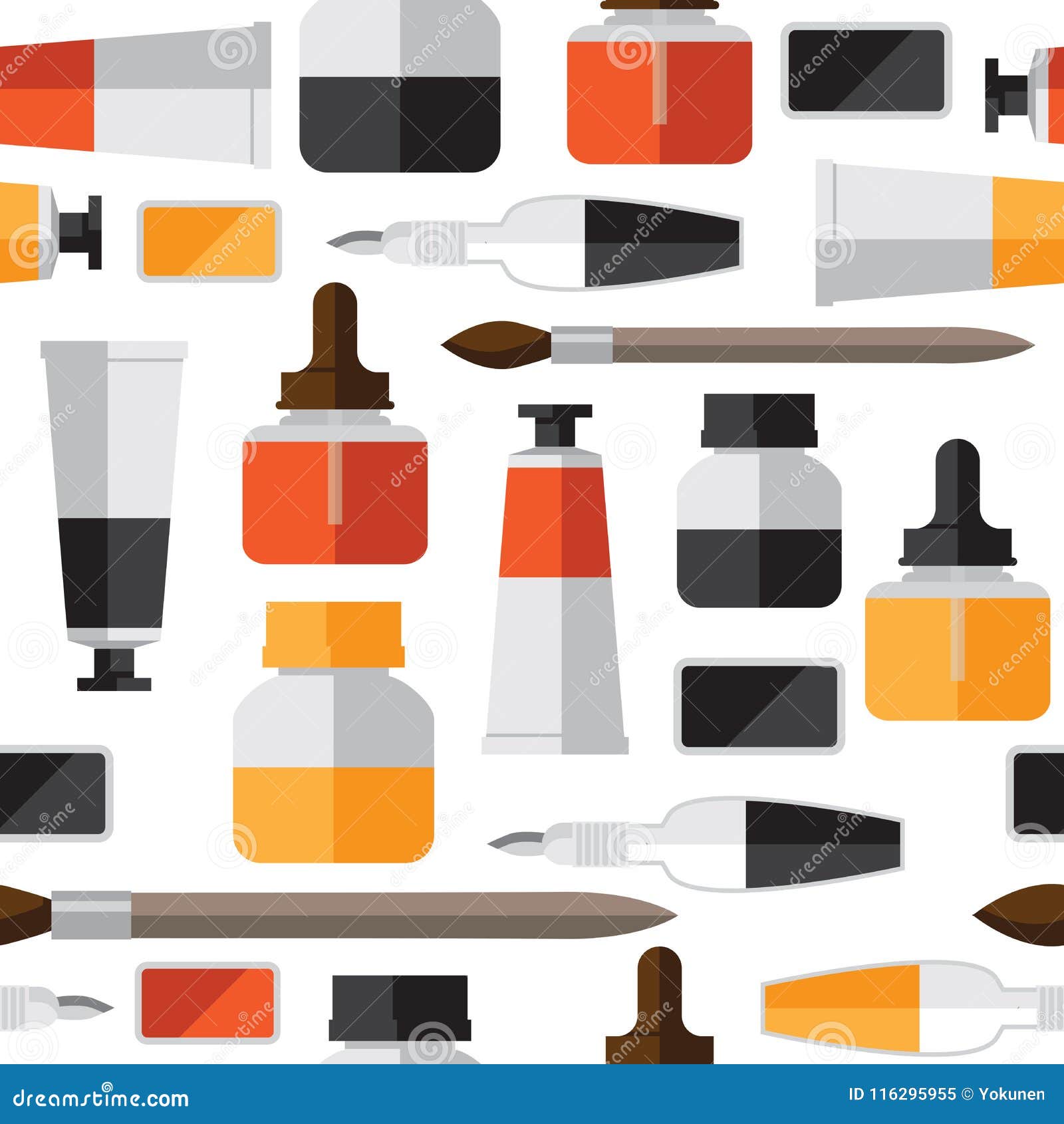 Seamless Pattern on White Background. Vector Stationery Objects for ...