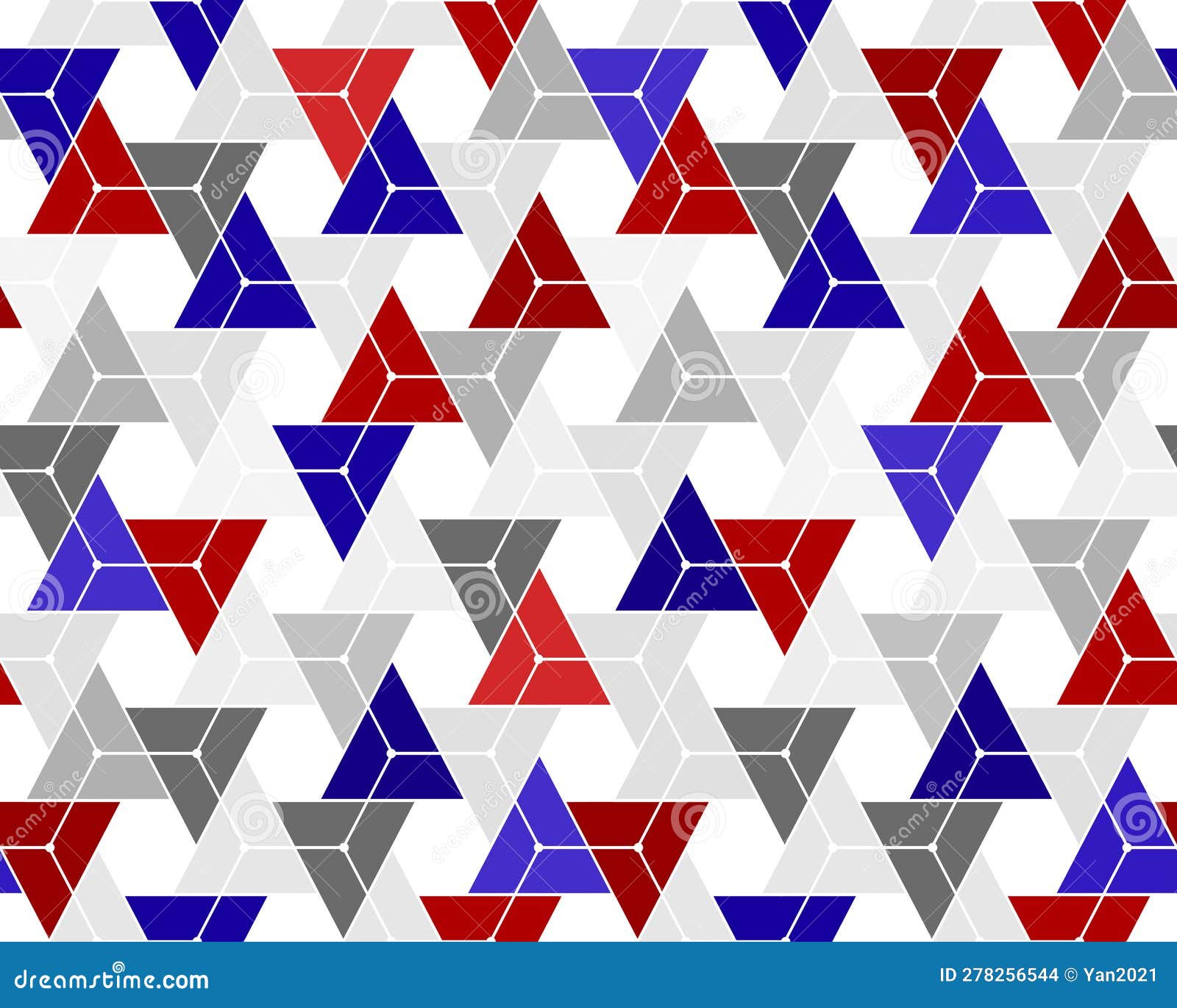 Seamless Pattern with White Blue and Red Triangular Line Join ...