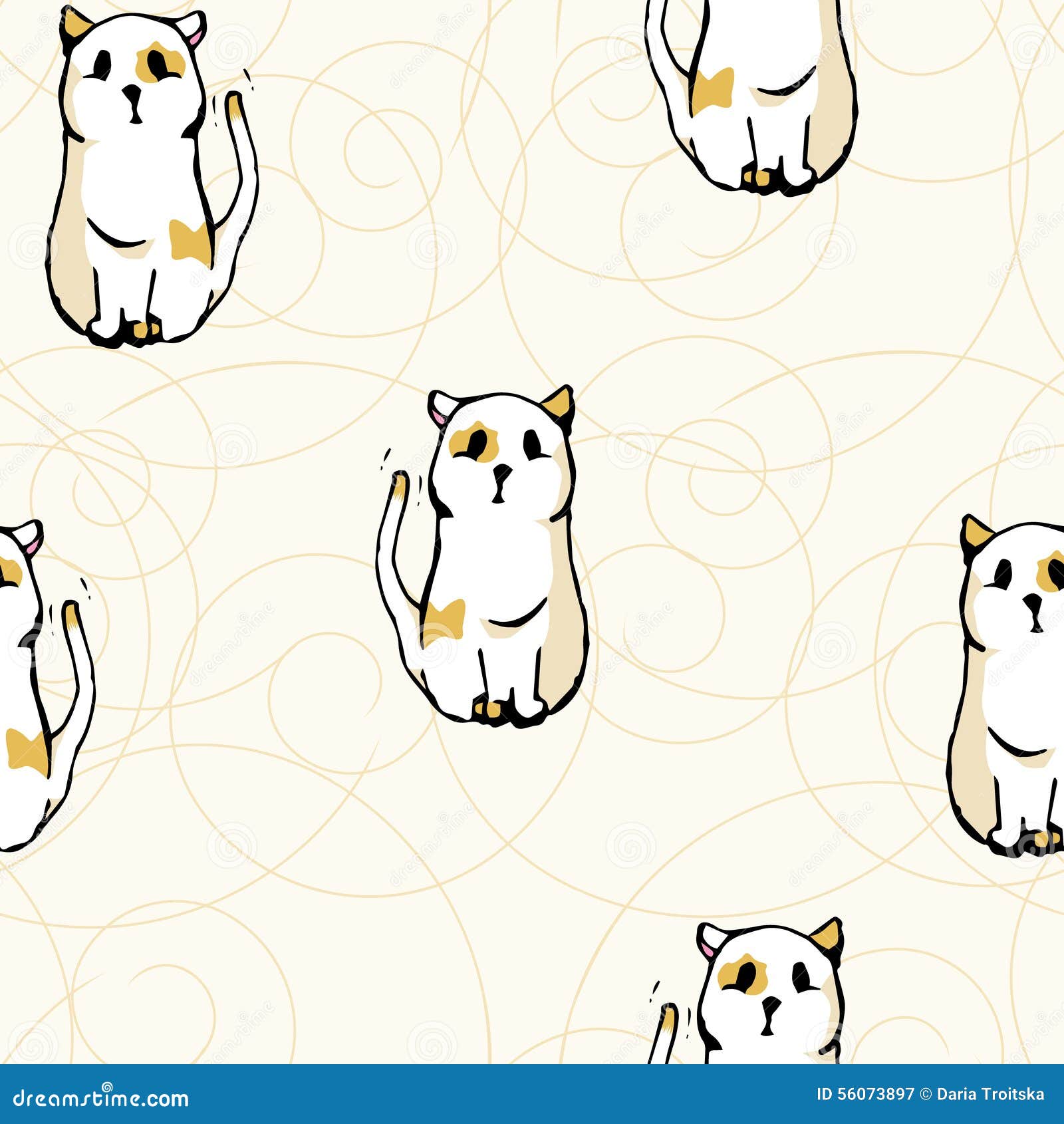 Seamless Pattern White Cats Stock Vector - Illustration of animal ...