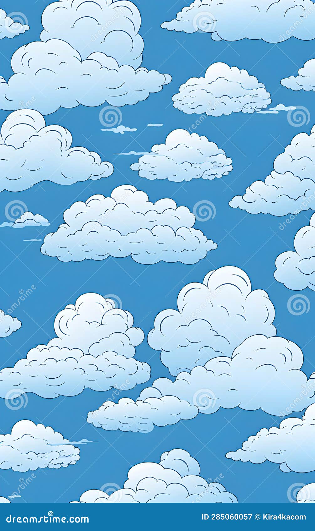 Seamless Pattern of White Clouds on a Blue Background Stock ...