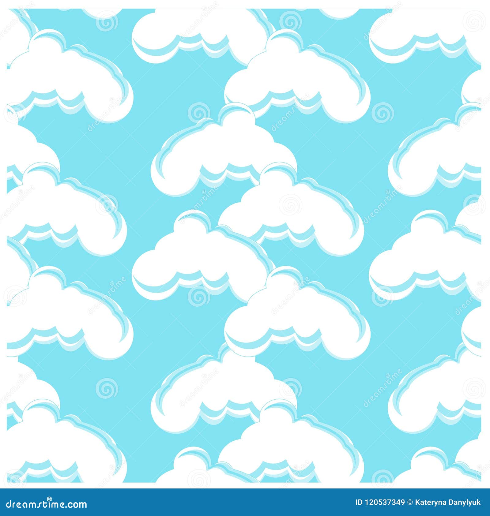 Seamless Pattern White Clouds on Blue Sky Stock Vector Illustration ...