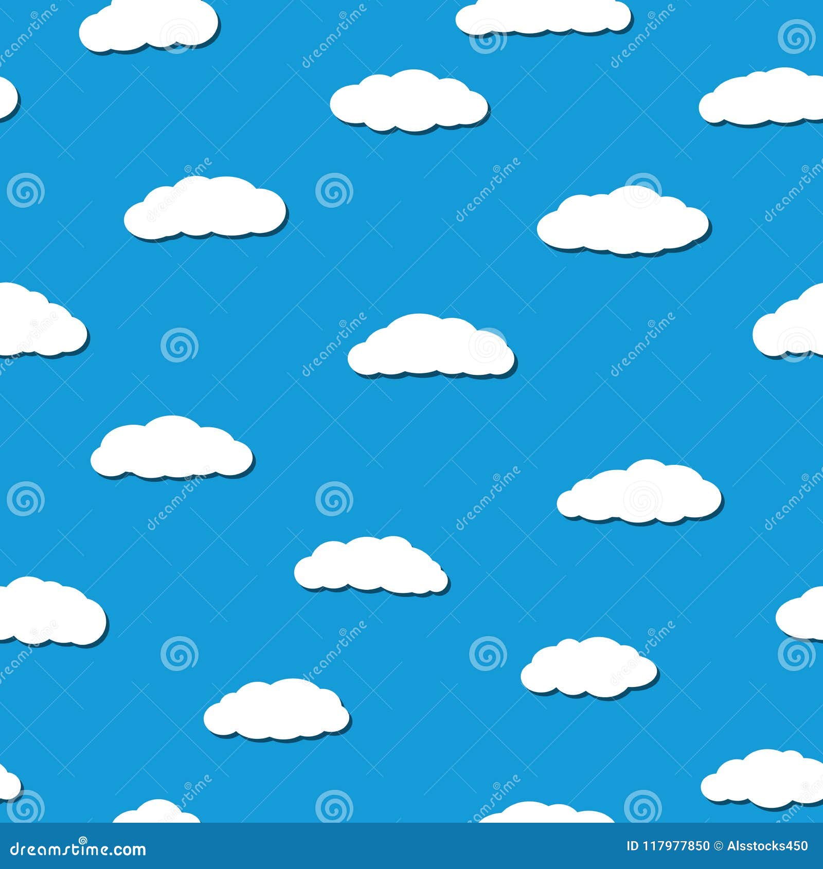 Seamless Pattern of White Clouds with Shadows Stock Vector ...