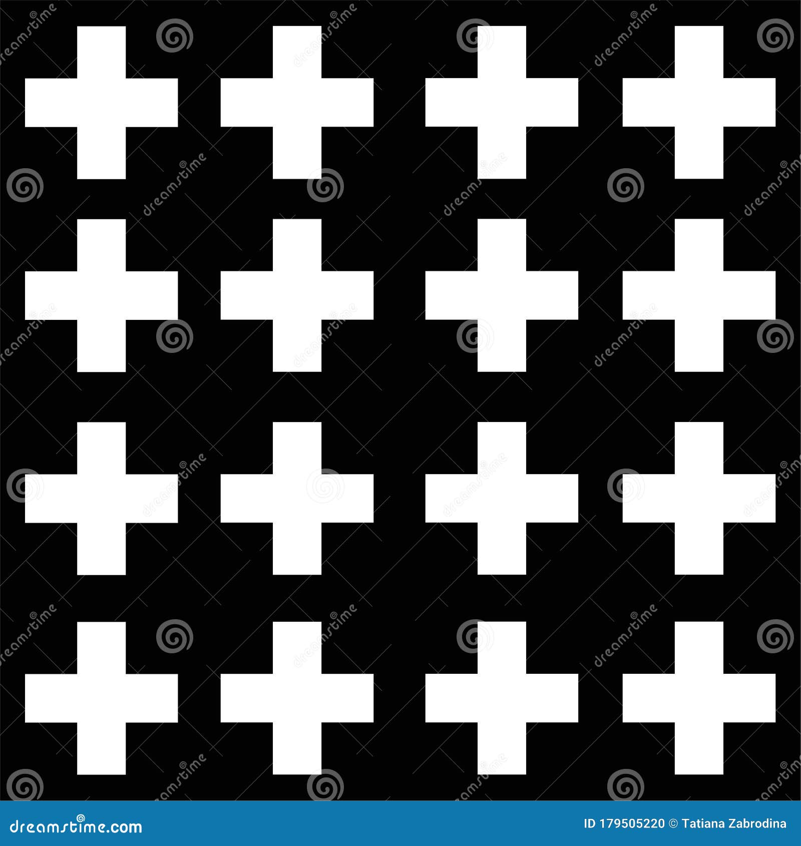 Seamless Pattern with White Crosses on a Black Background. Stock Vector ...