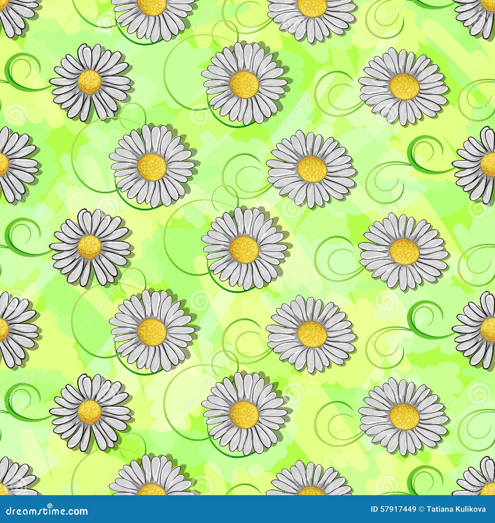 Seamless Pattern of White Daisy Stock Vector - Illustration of color ...