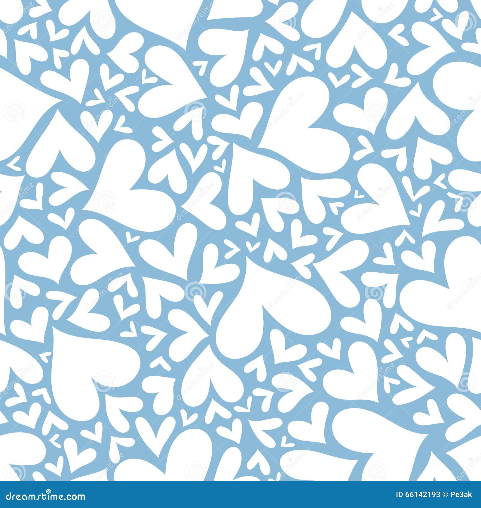 Seamless Pattern with White Hearts on Blue Background. Stock ...