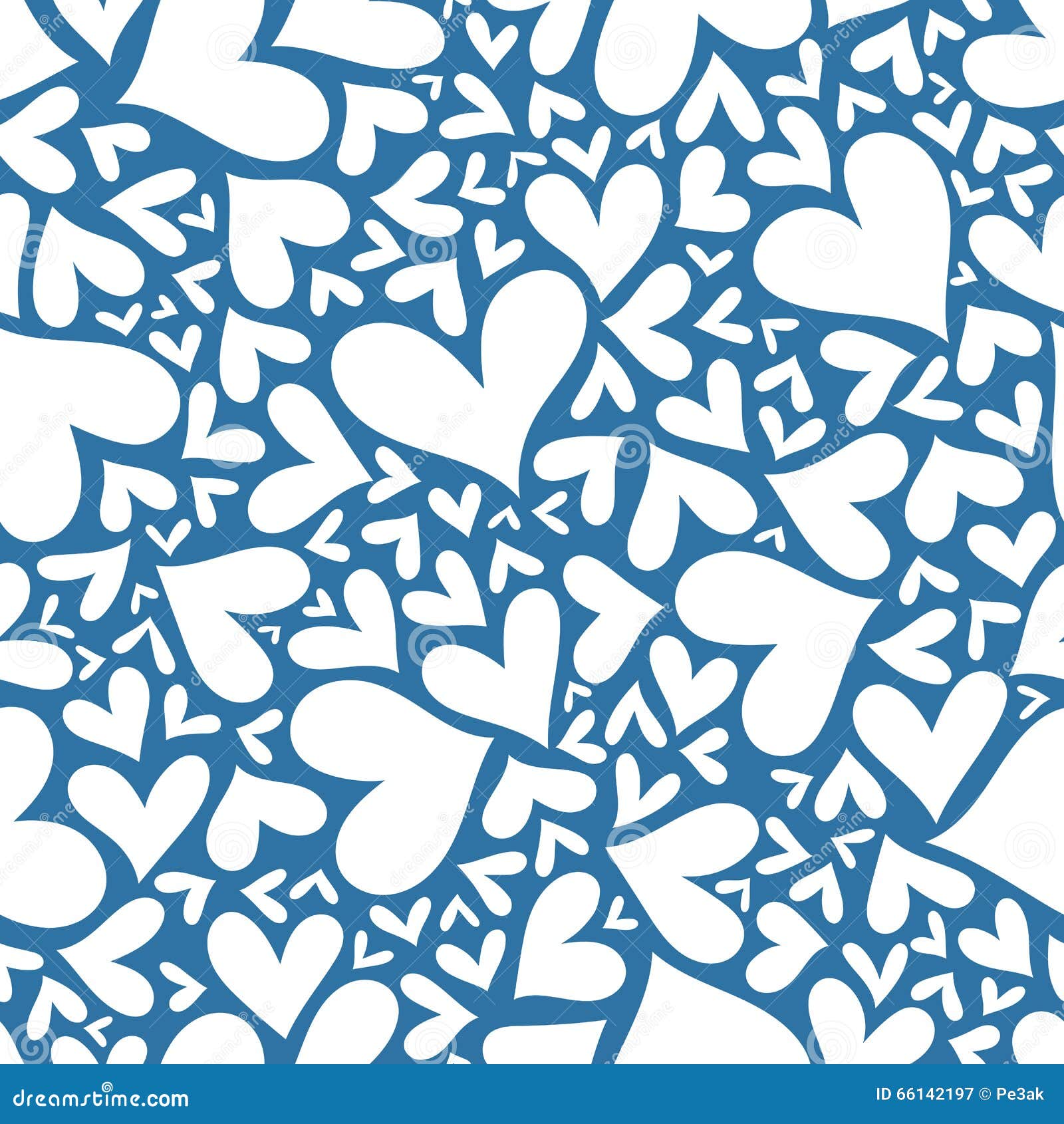Seamless Pattern with White Hearts on Blue Background. Stock Vector ...