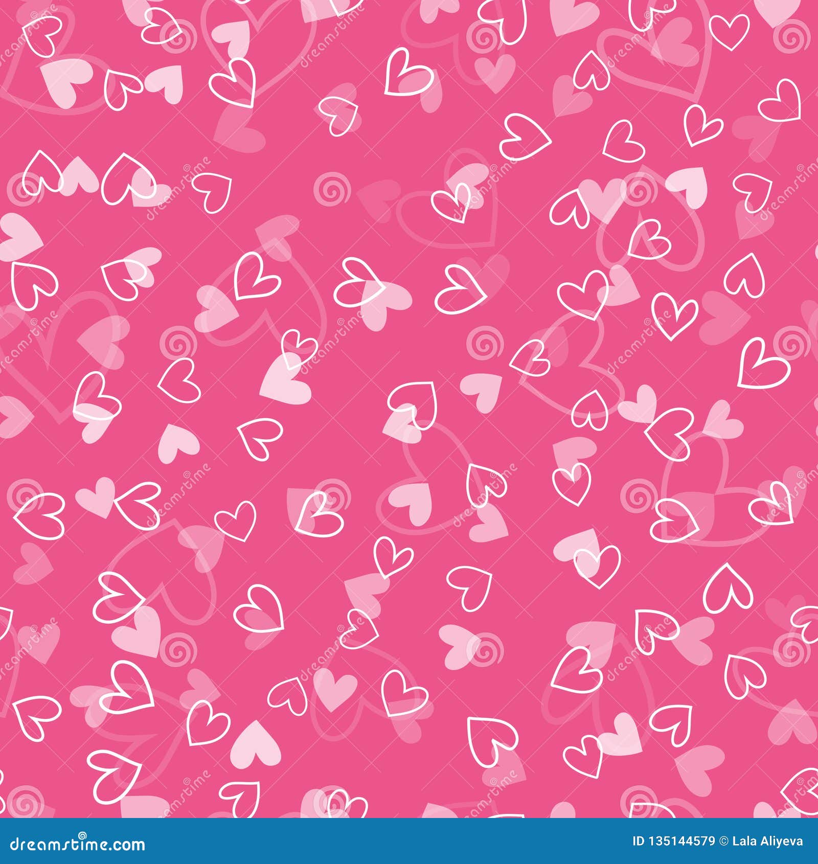 Seamless Pattern with White Hearts on Pink Background. Vector Stock ...