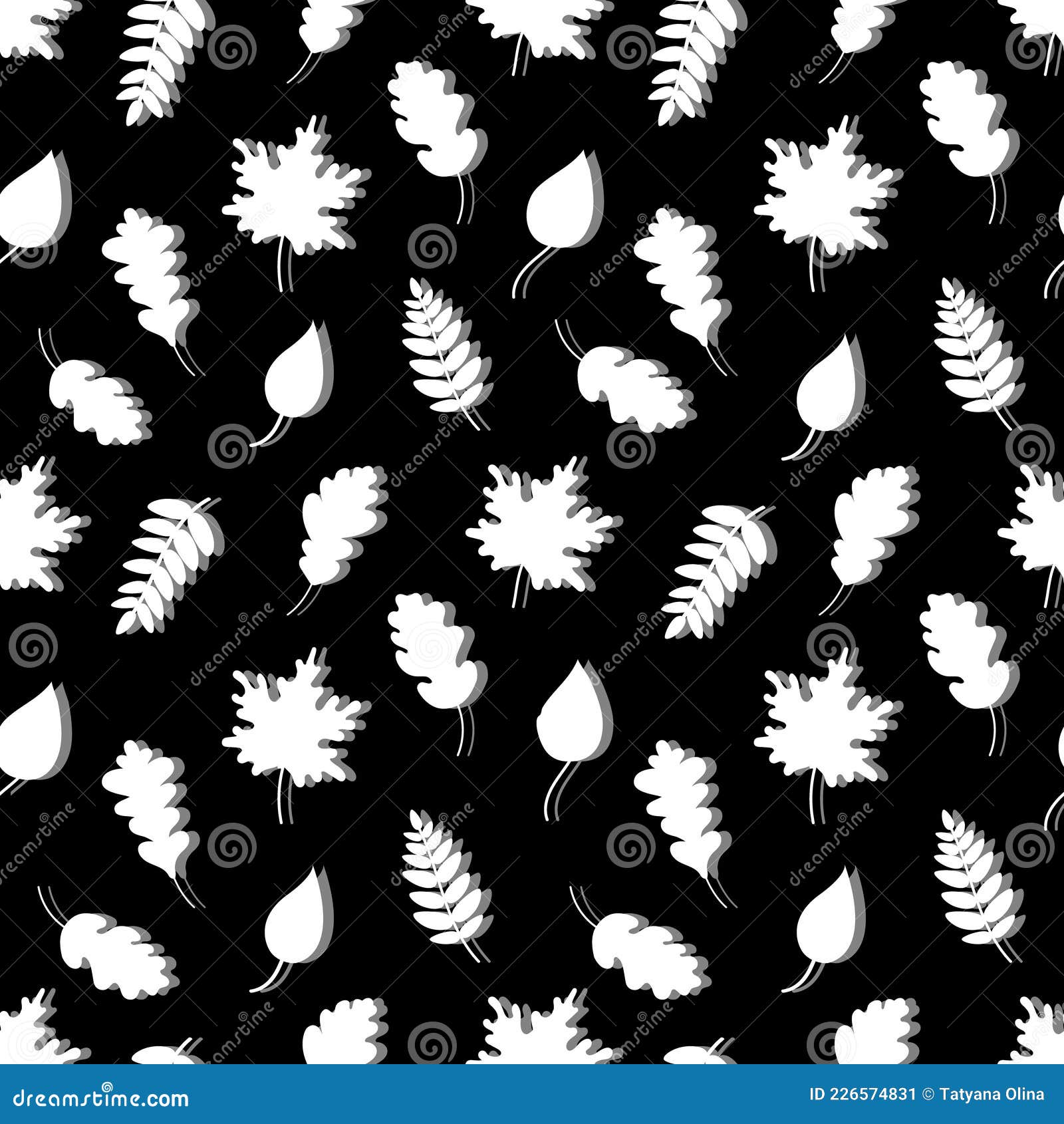Seamless Pattern of White Leaves. Vector Illustration Stock Vector ...