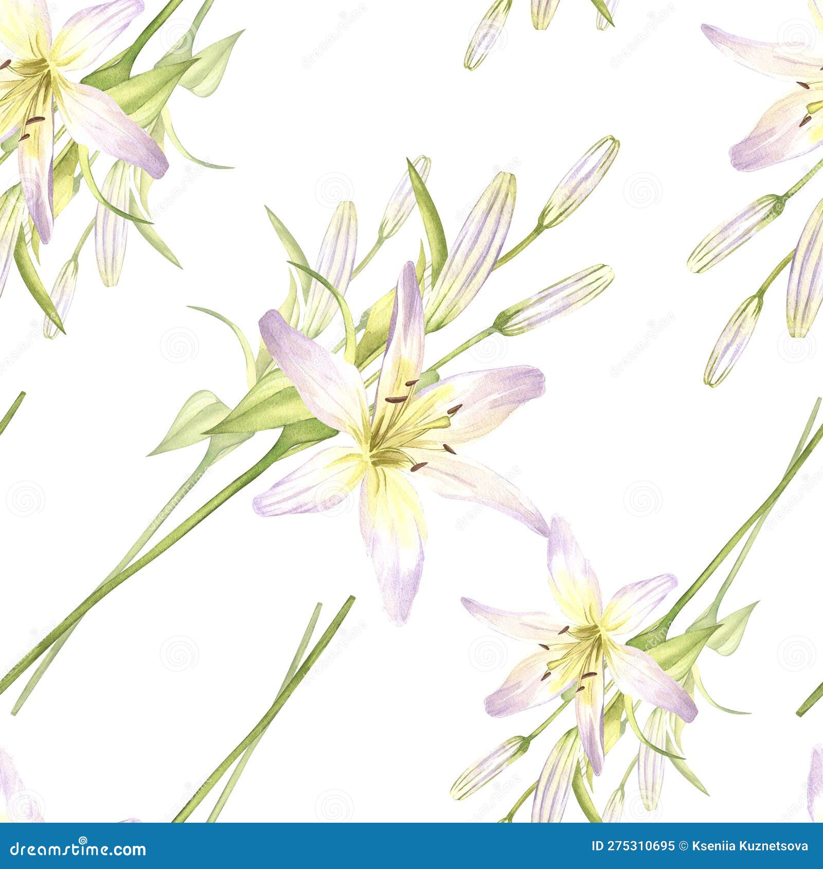 Seamless Pattern of White Lilies. for the Design of Textiles, Wallpaper ...