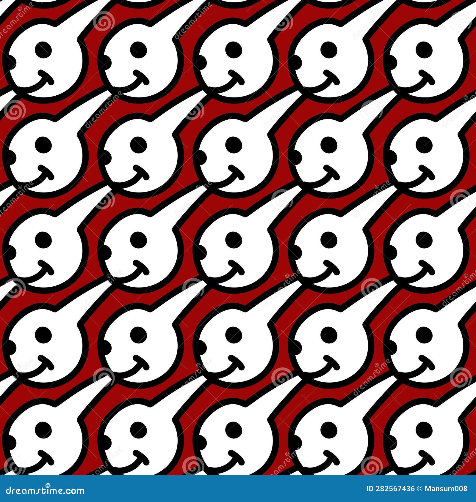 Seamless Pattern with White Monster Cartoon Stock Illustration ...