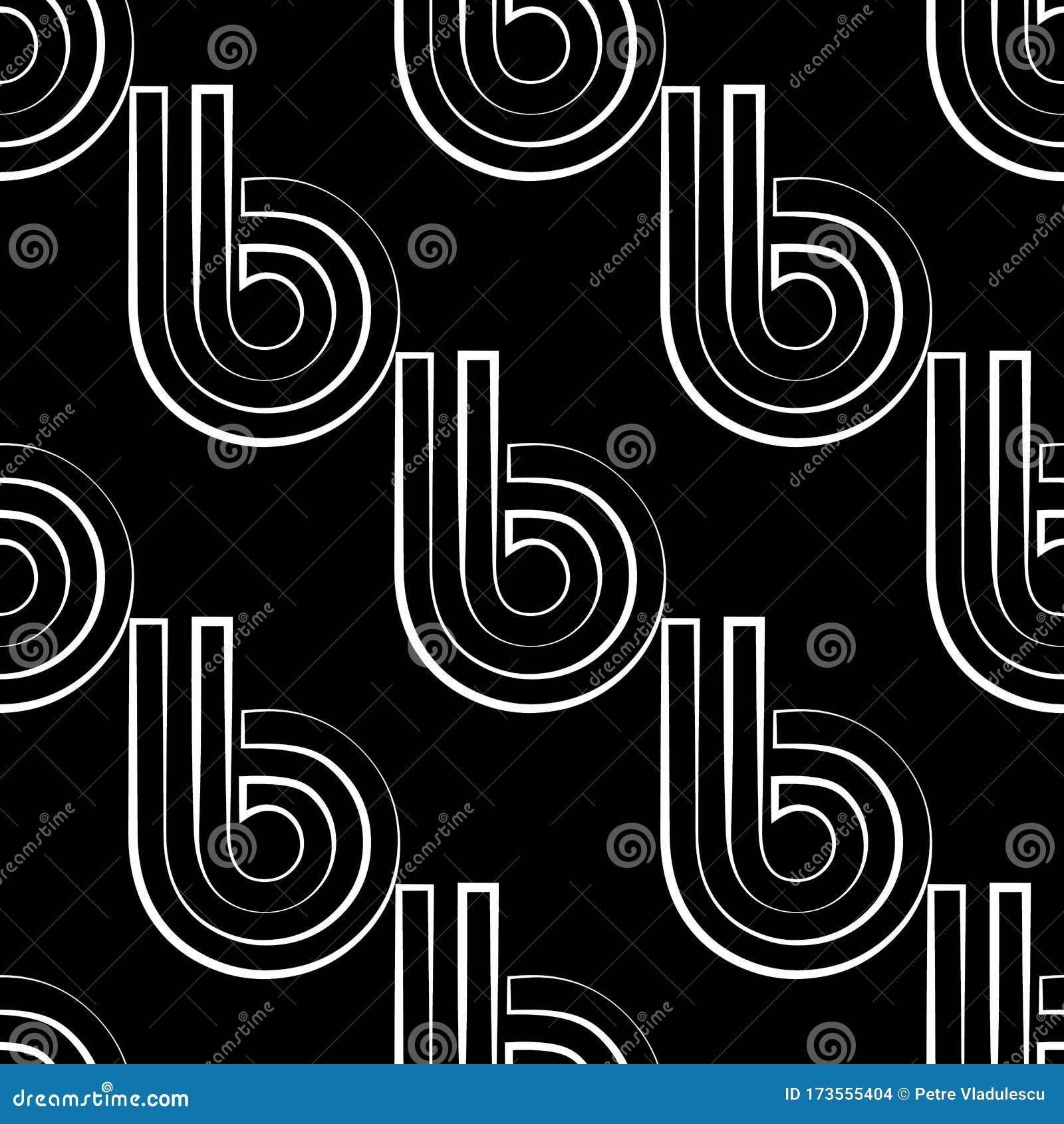 Seamless Pattern with White Outline Letter B, Modern Stylish Image ...