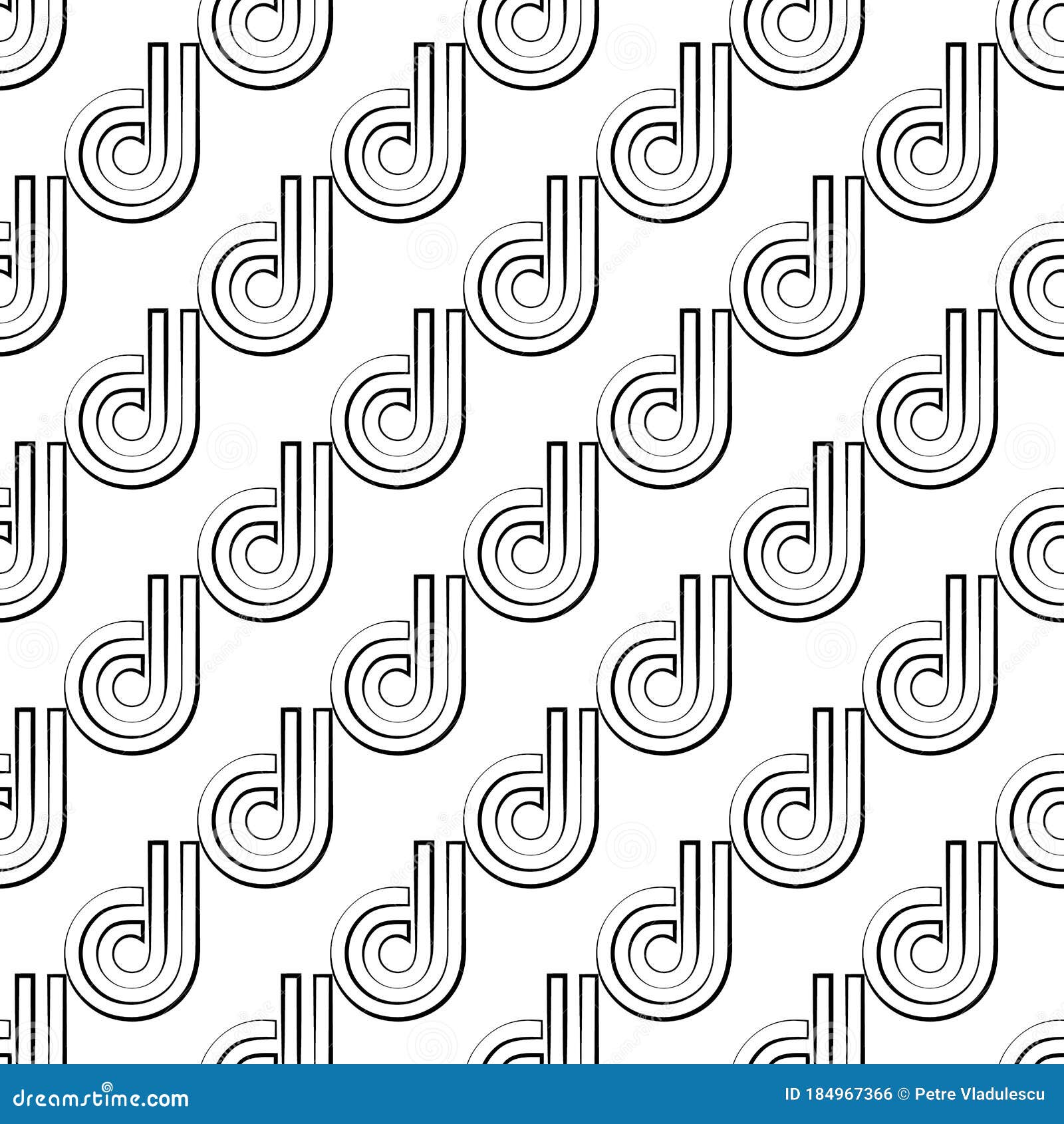 Seamless Pattern with White Outline Letter D, Modern Stylish Image ...