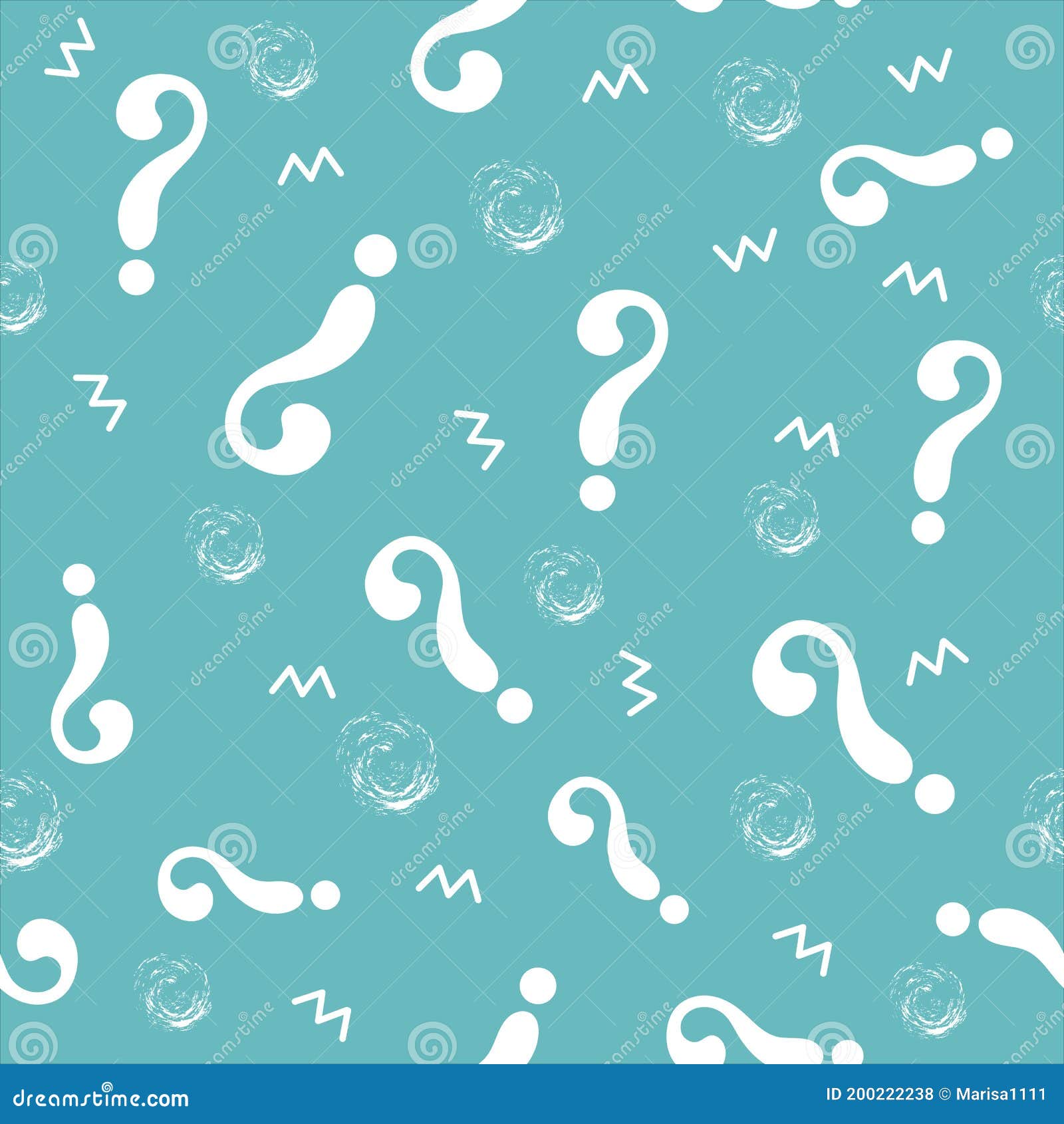 Seamless Pattern with White Question Marks and Simple Abstract Shapes ...