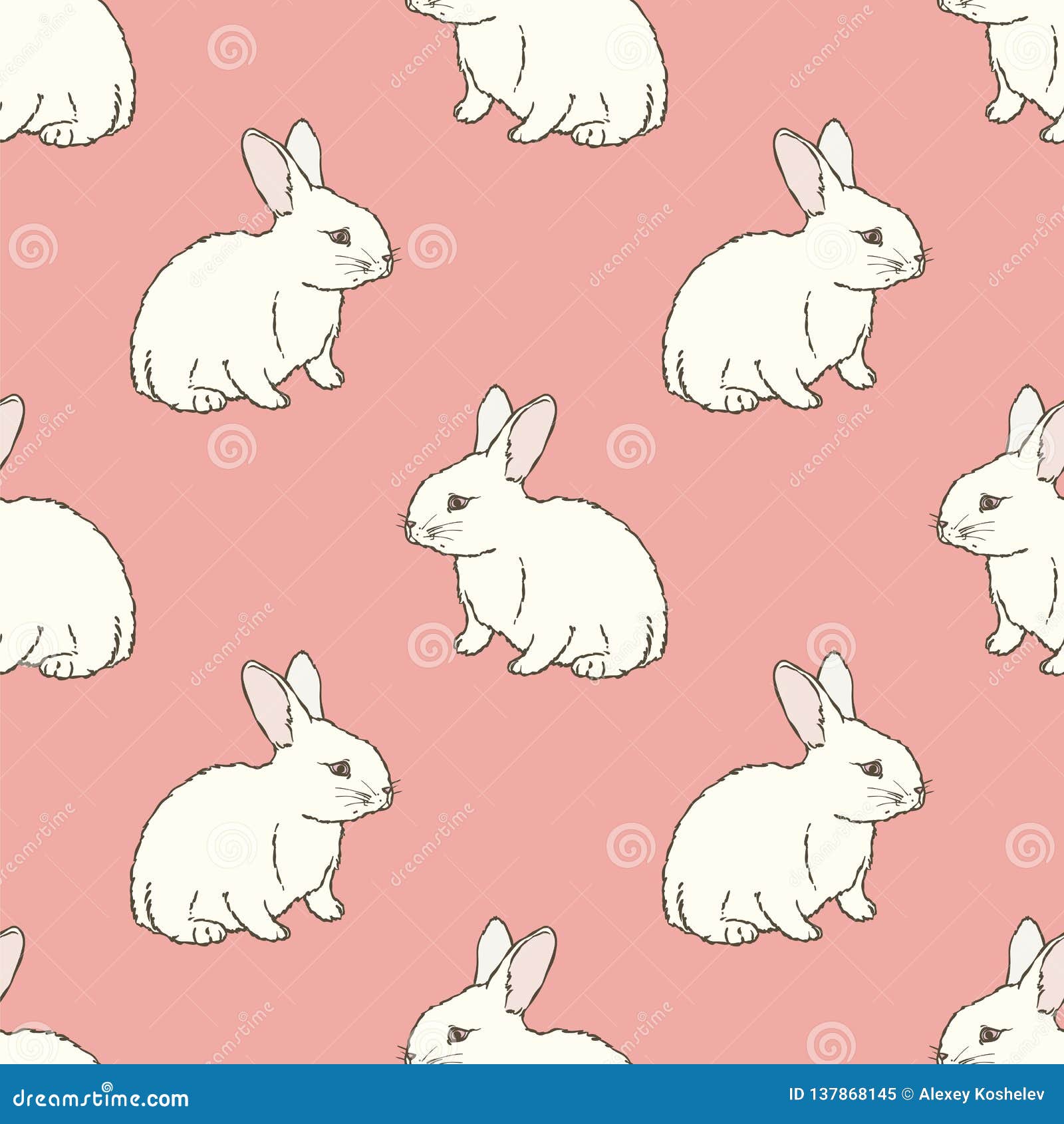 Rabbit Seamless Pattern stock vector. Illustration of simple - 137868145
