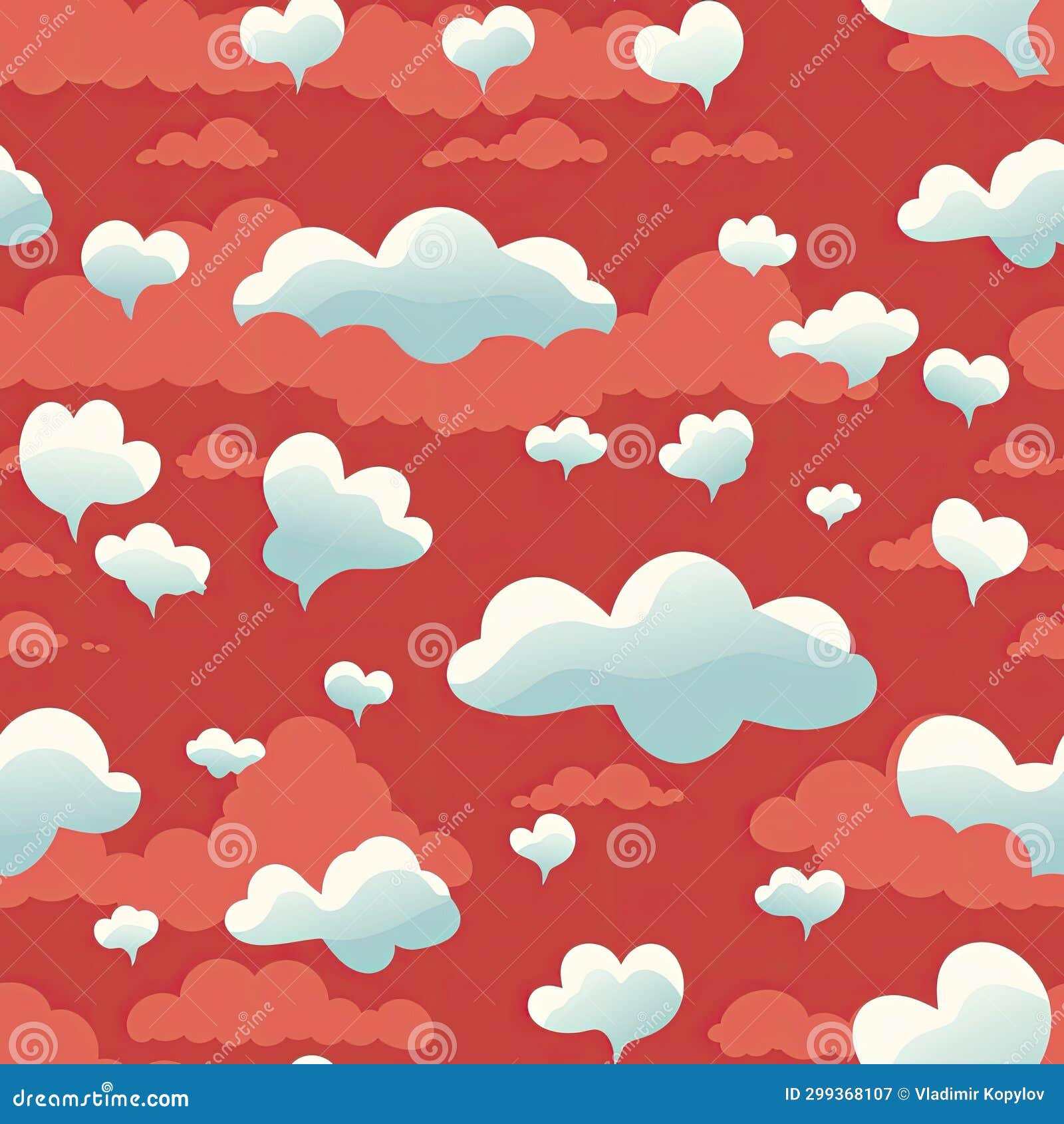 A Seamless Pattern of White and Red Clouds Stock Illustration ...
