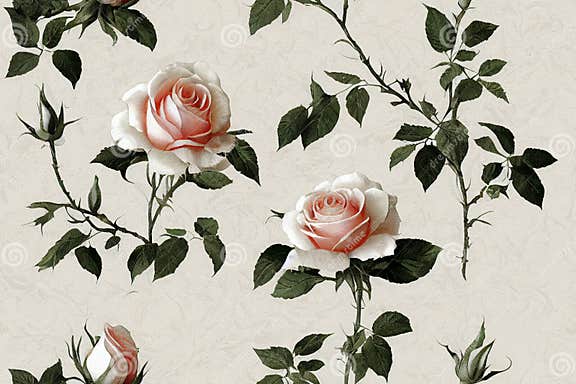 Seamless Pattern of White Roses. Romantic Floral Repeatable Background ...