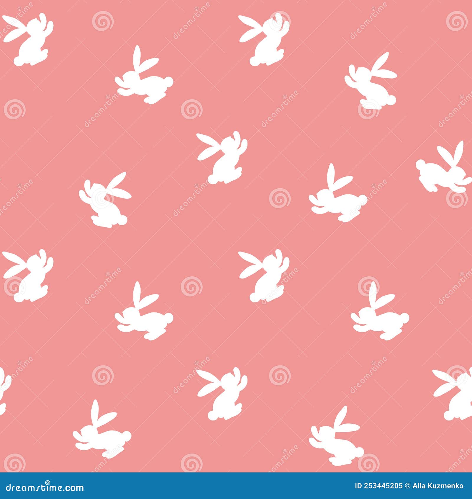 Seamless Pattern with White Silhouette Easter Rabbits on Pink ...