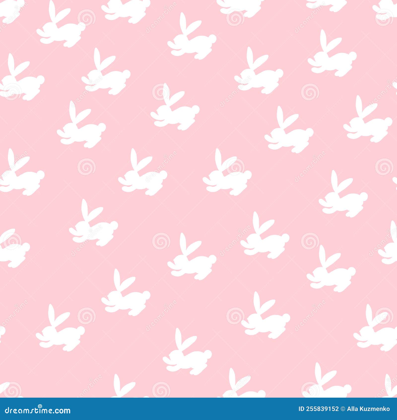 Seamless Pattern with White Silhouette Easter Rabbits on Pink ...