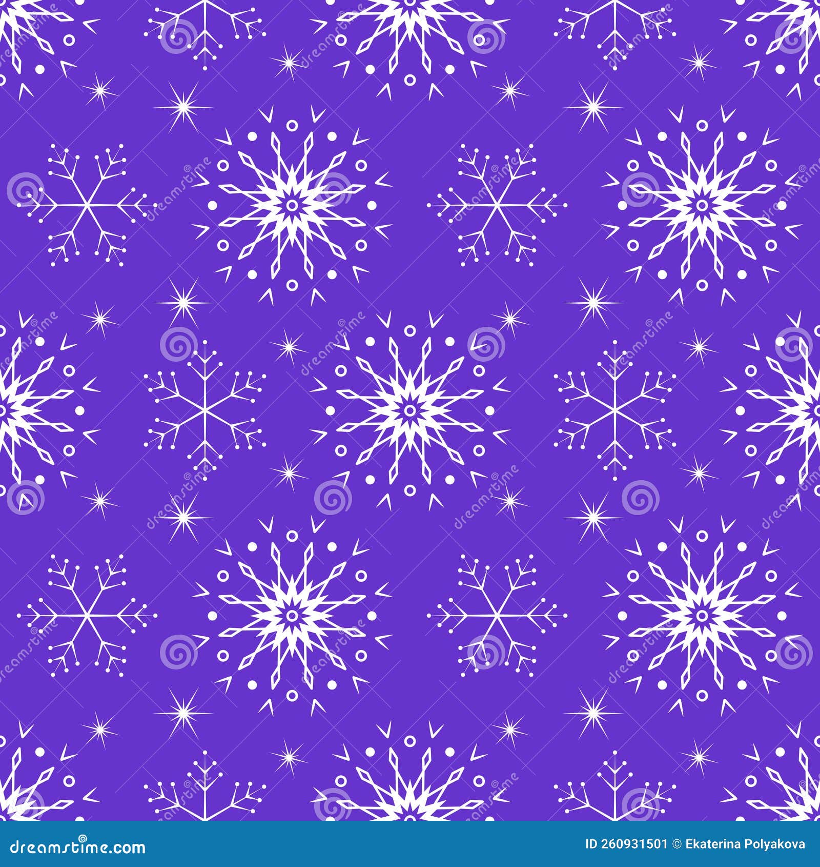 Seamless Pattern with White Snowflakes on Violet Background. Stock ...