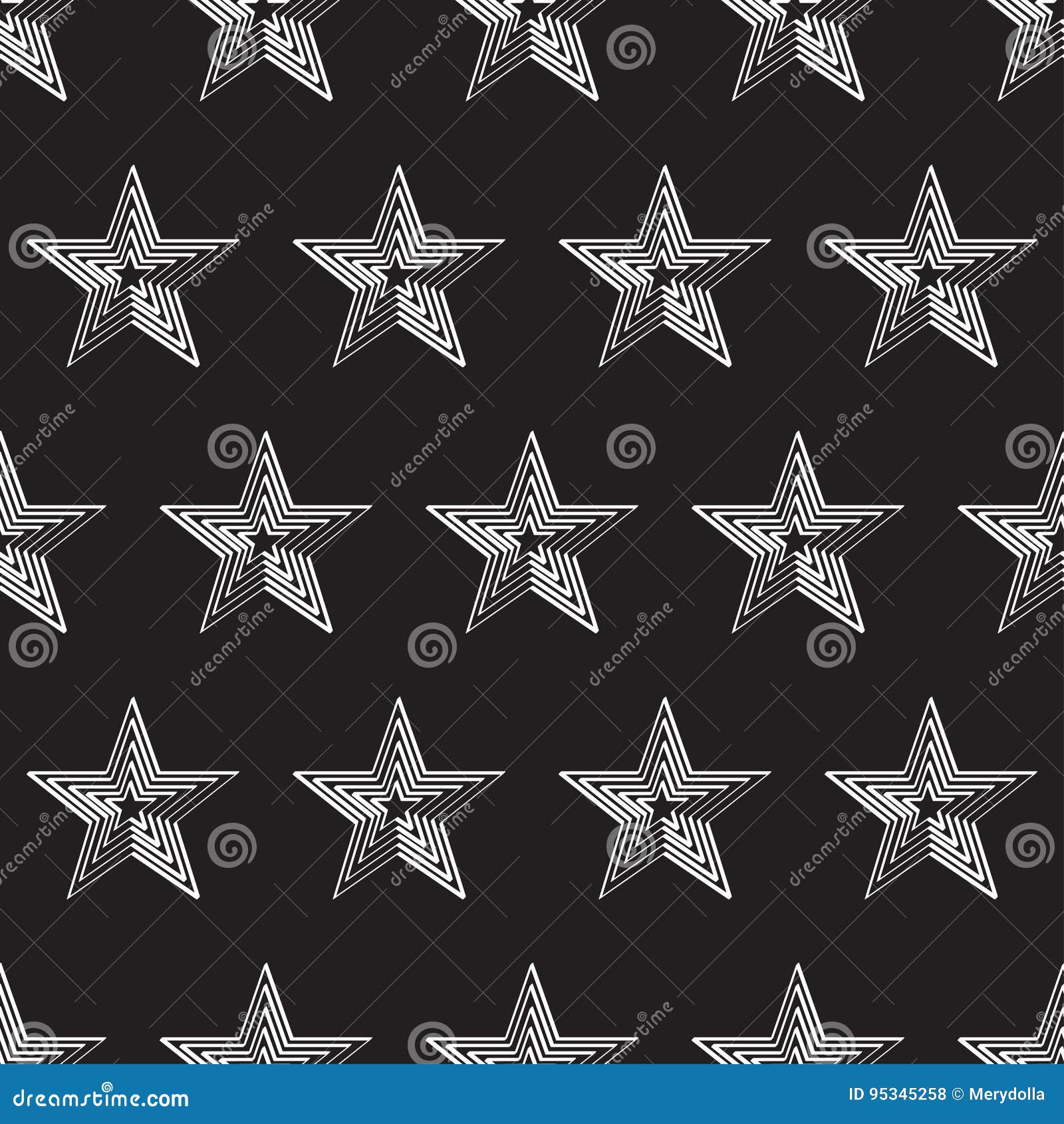 Seamless Pattern with White Stars Against Black Stock Illustration ...