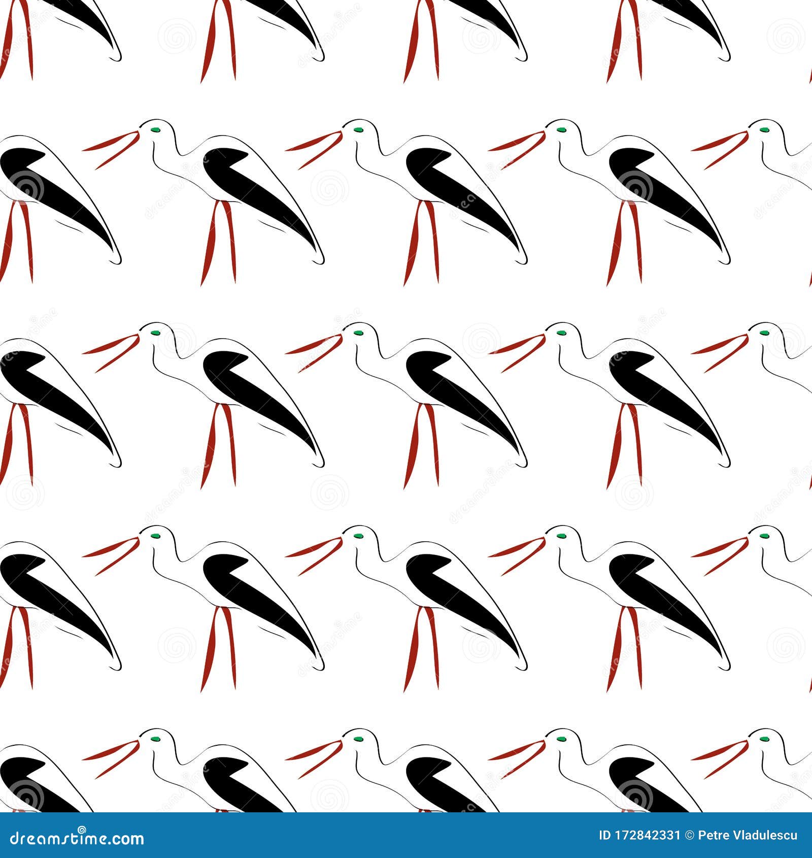 Seamless Pattern with White Stork(texture 4), Modern Stylish Image ...