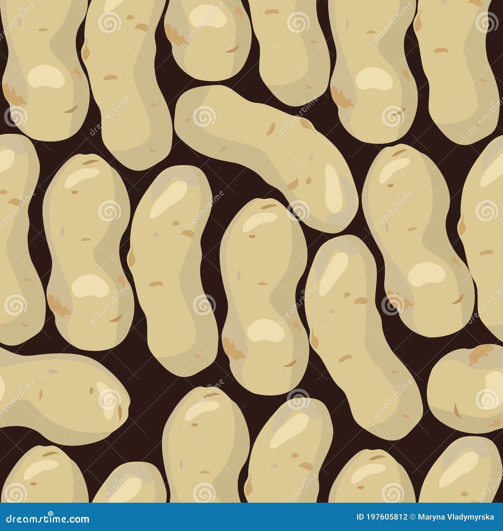 Seamless Pattern of Whole Potatoes. Drawing Style Stock Vector ...