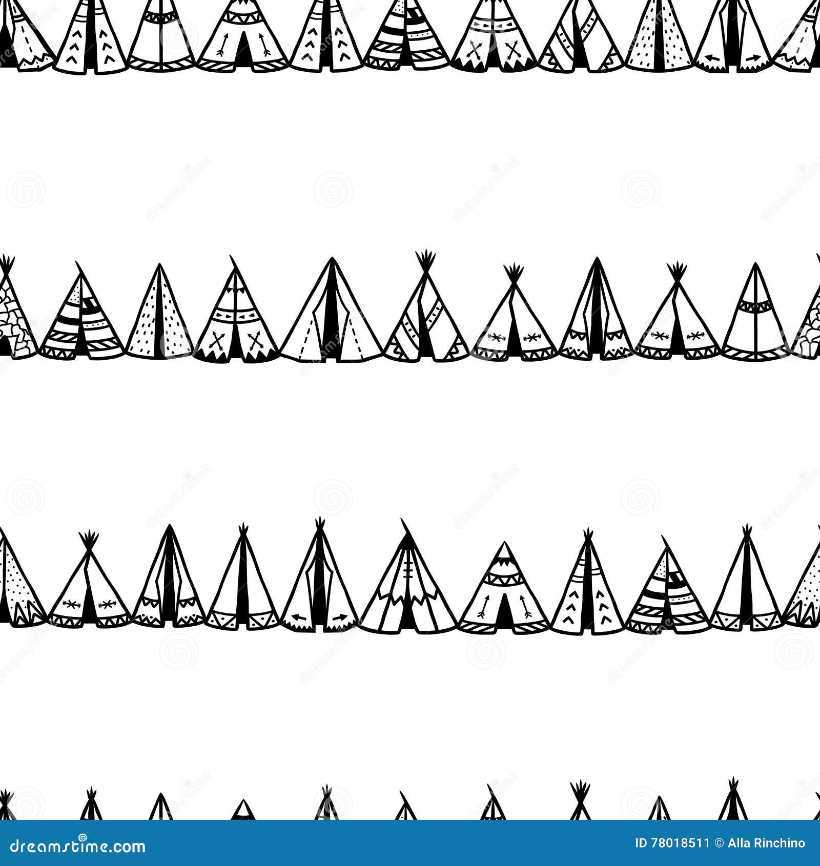 Seamless Pattern of Wigwams-07 Stock Illustration - Illustration of ...
