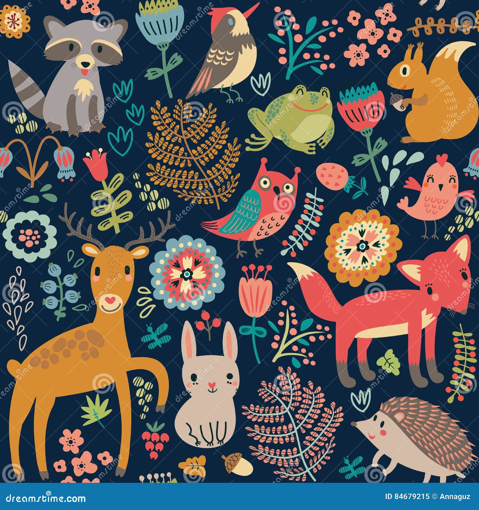 Seamless Pattern. Wild Animals Set Stock Vector - Illustration of ...