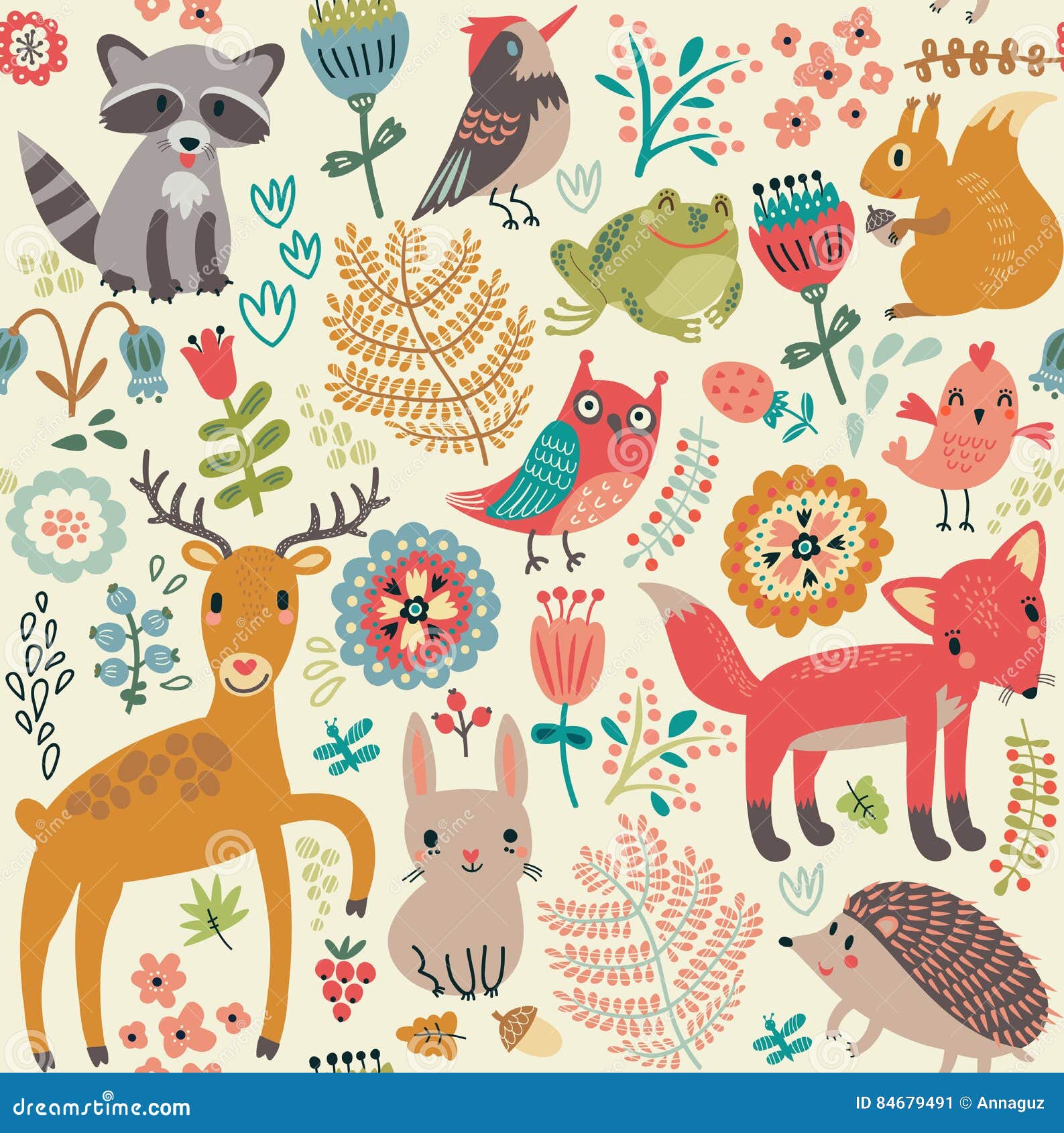 Seamless Pattern. Wild Animals Set Stock Vector - Illustration of ...